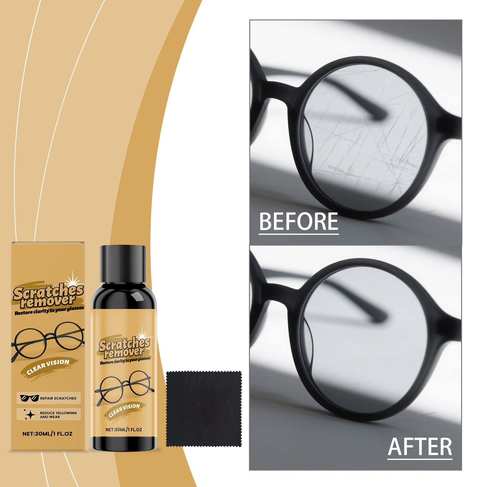 Vxdvou Glass Scratch Remover, 30ml Eyeglass & Optical Lens Polish ...