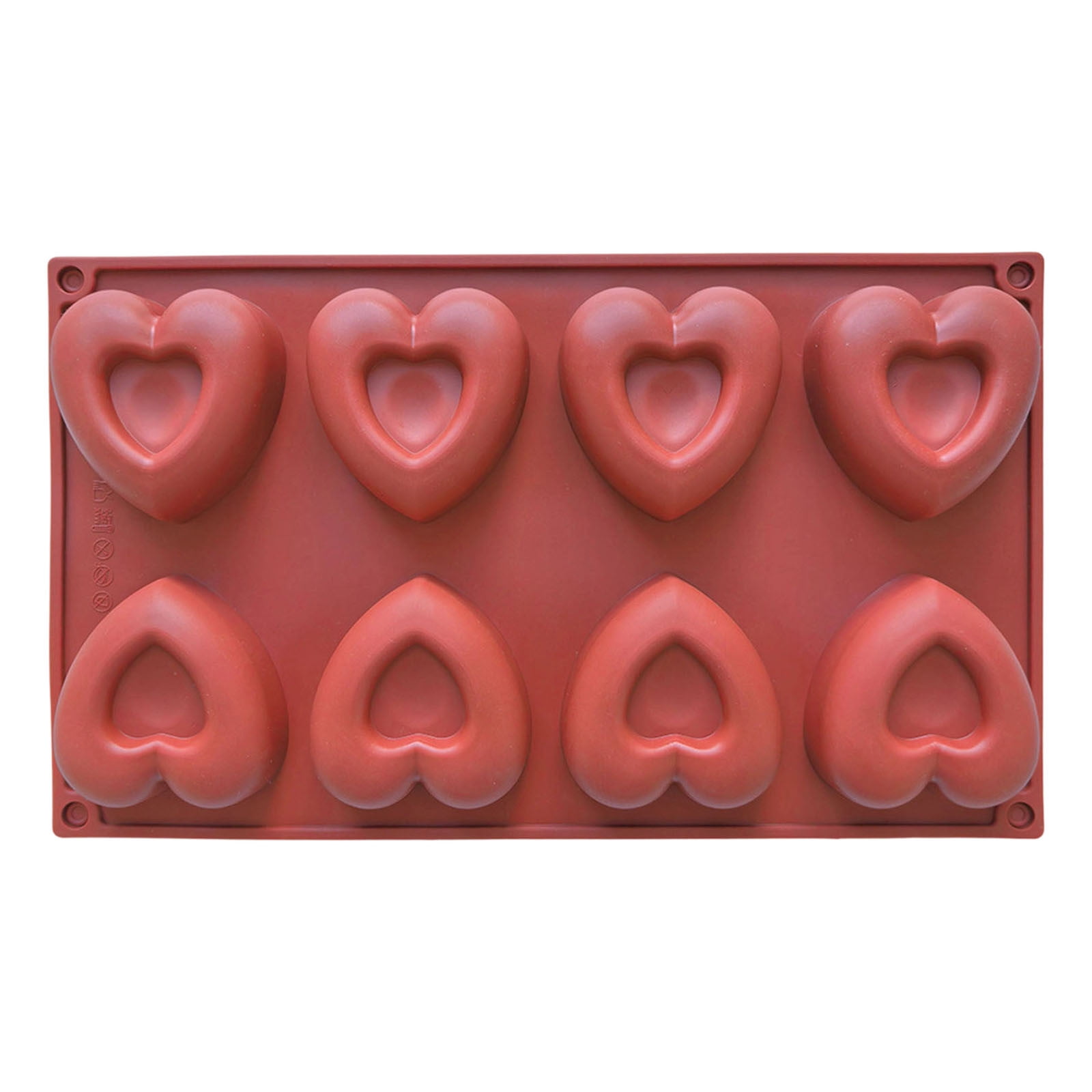 Vxdvou Handmade Heart-Shaped Silicone Mold, 8-Cavity Tray for Chocolate ...