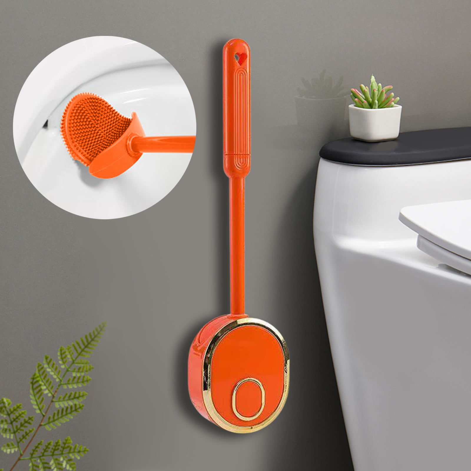 Vxdvou Hangable Toilet Brush Set with Draining Base - No Dead Corner ...