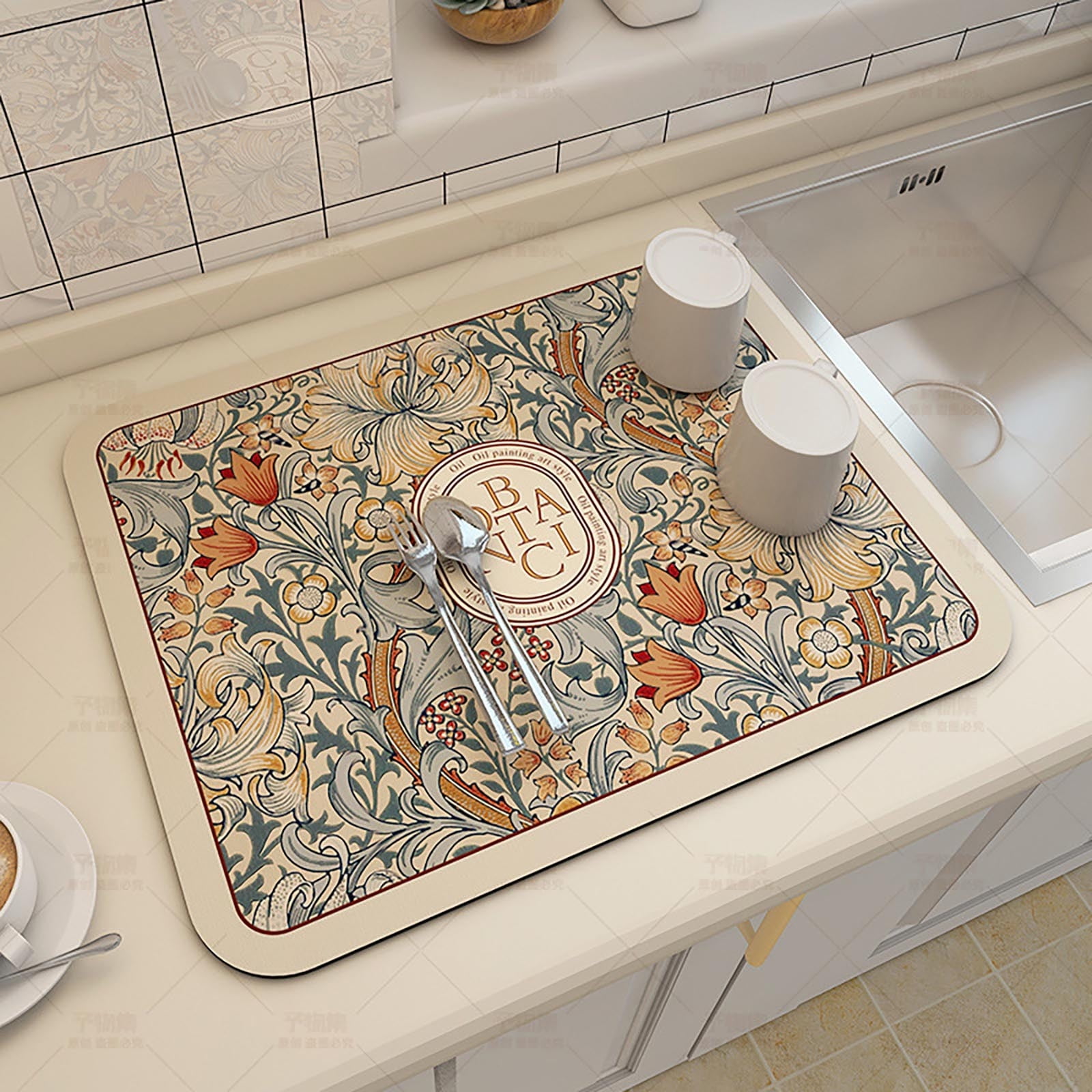 Vxdvou Kitchen Countertop Drying Pad, Non-Slip Rubber & Technical Cloth ...