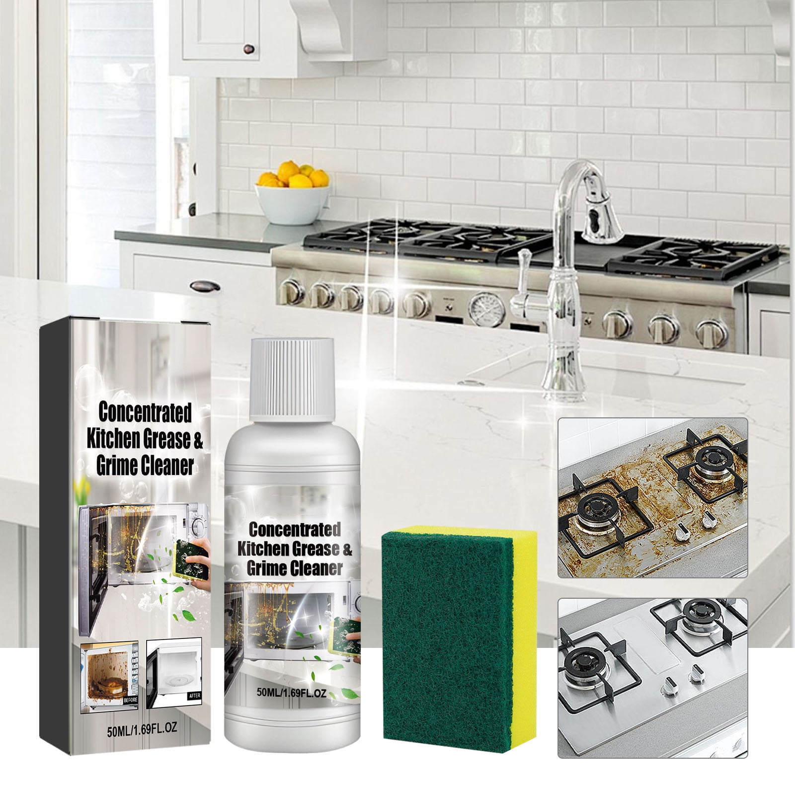 Vxdvou Kitchen Oil Stain Cleaner, Heavy-Duty Degreaser for Countertops ...