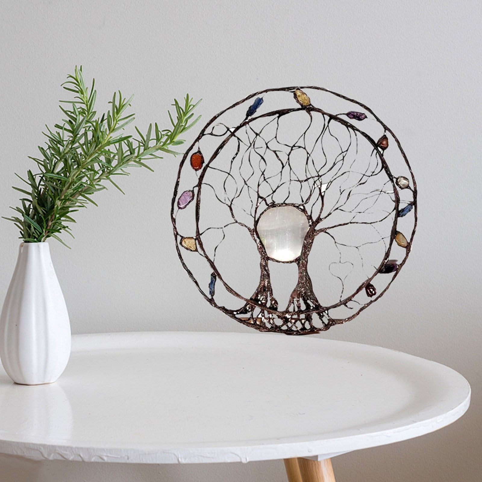 Vxdvou Metal Crafts Life Ring Wall Decor, Life Tree Iron Art Silhouette ...