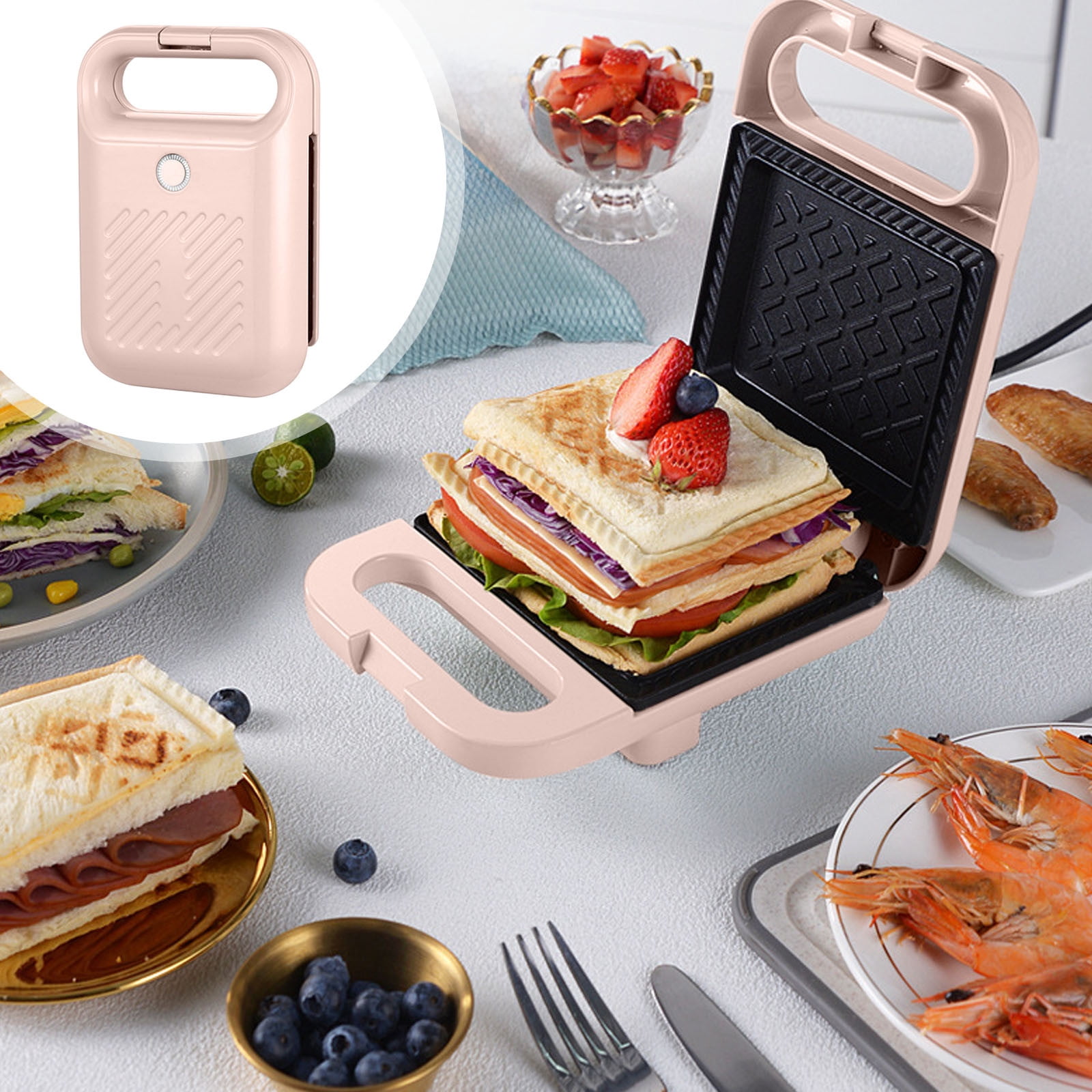 Vxdvou Sandwich Maker, Electric Breakfast Sandwich Toaster, Non-Stick ...