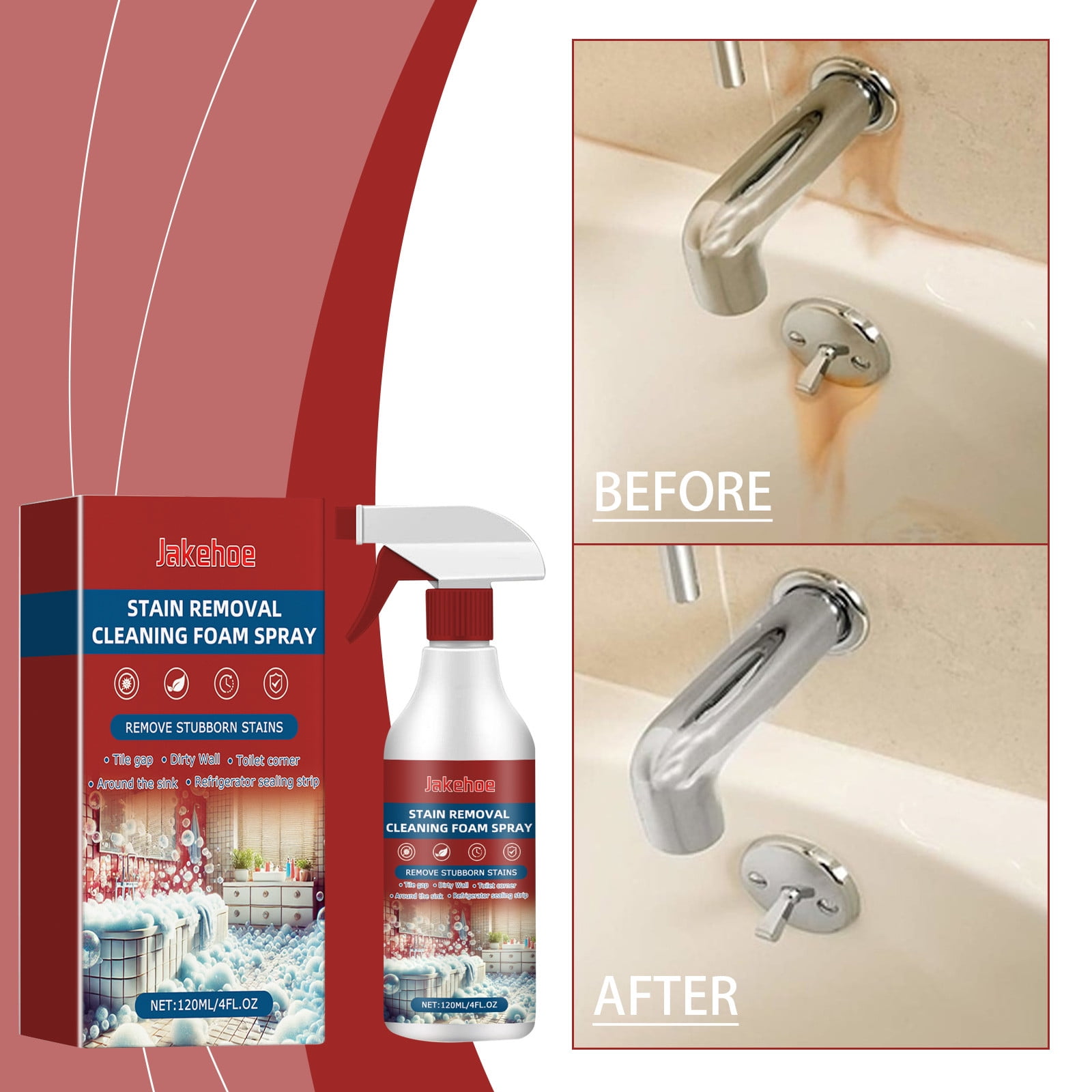 Vxdvou Stain Removal Foam Spray, 120ml Bathroom Cleaner, Powerful Stain ...