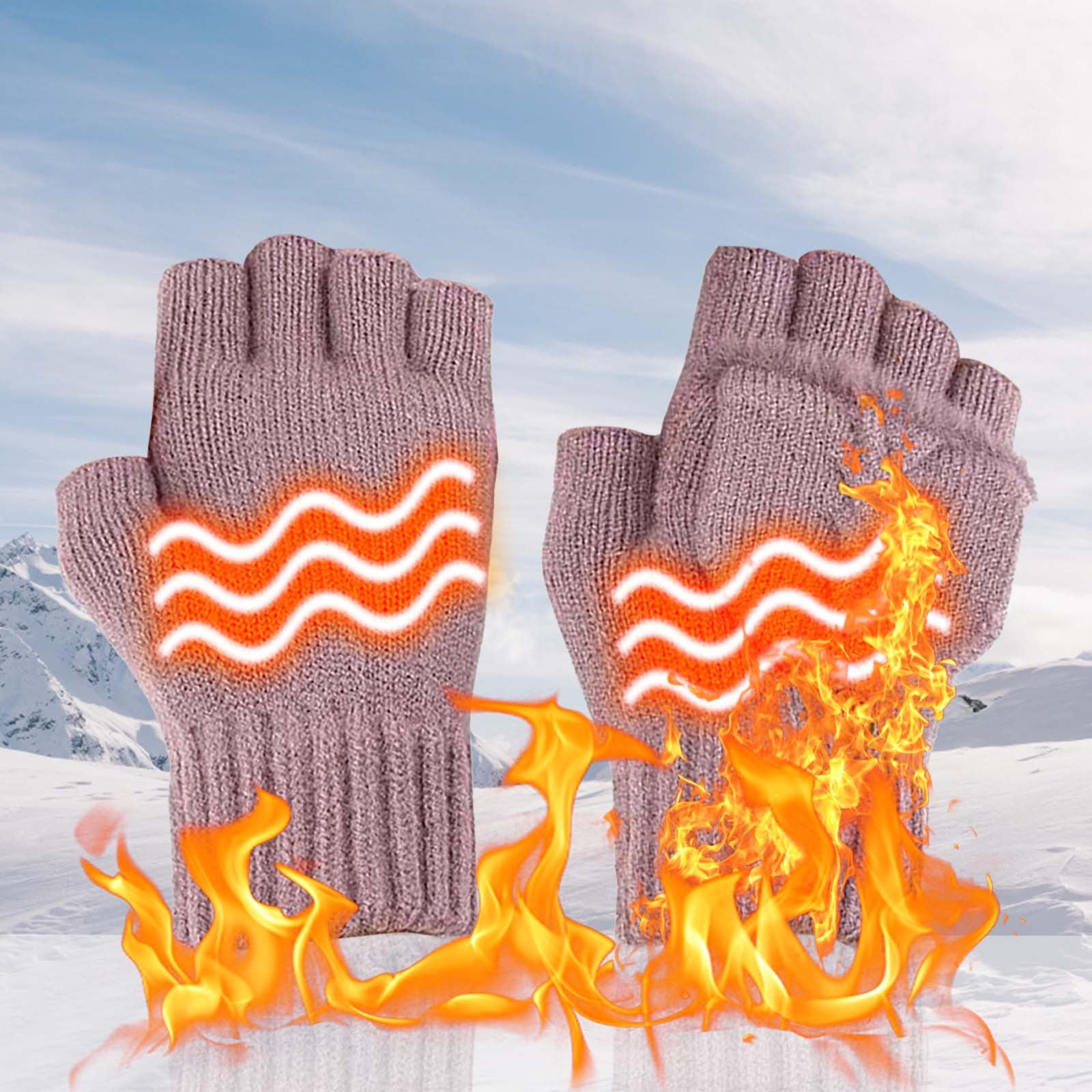 Vxdvou USB Heated Gloves, Half Finger Flip Knitted Winter Gloves for ...