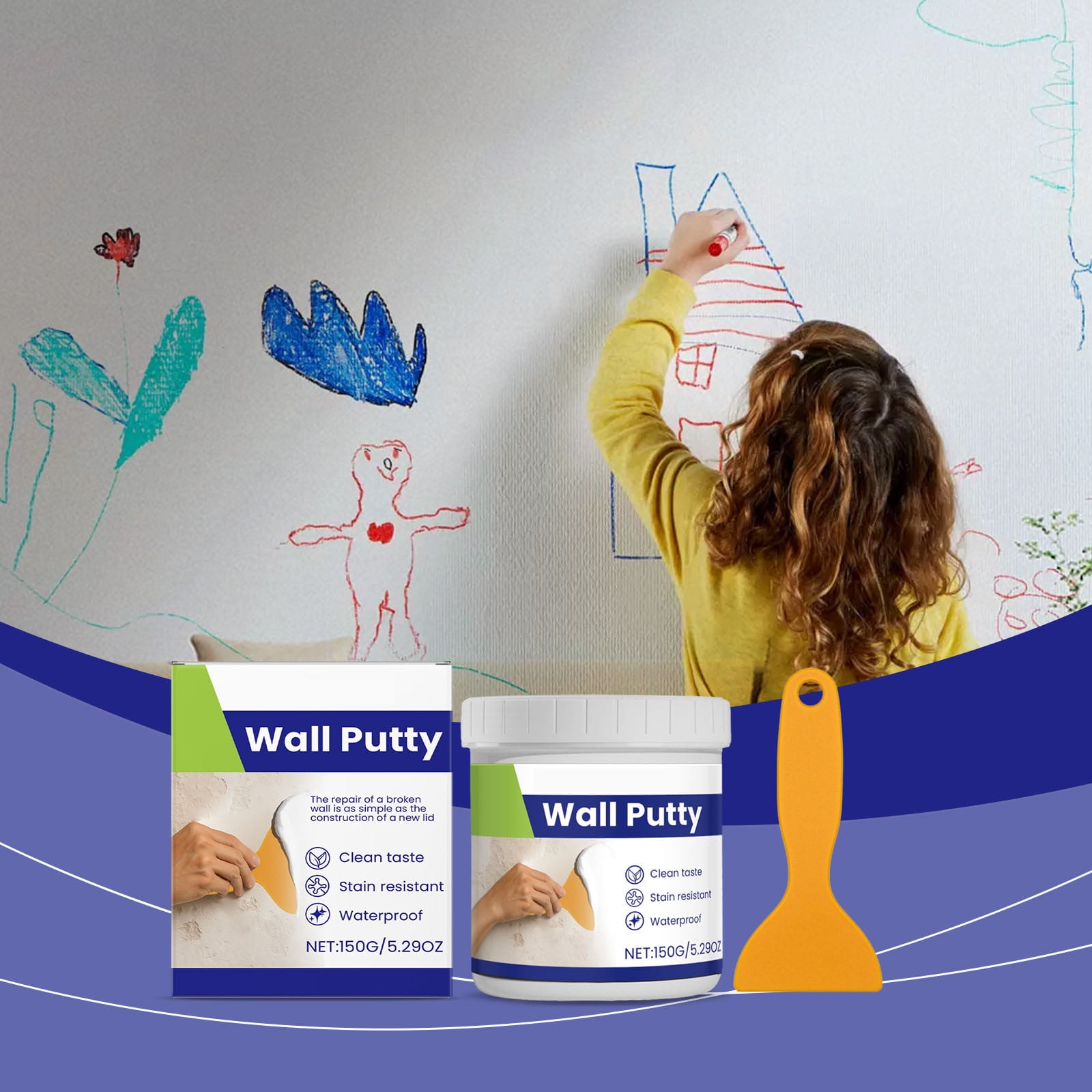 Vxdvou Wall Repair Paste, White Wall Damage Scratch Dent Crack Nail ...