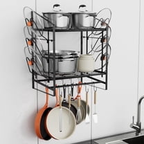 Kitchen Ceiling Mounted Pot Rack Pots & Pans Organizer Hanging Shelf ...