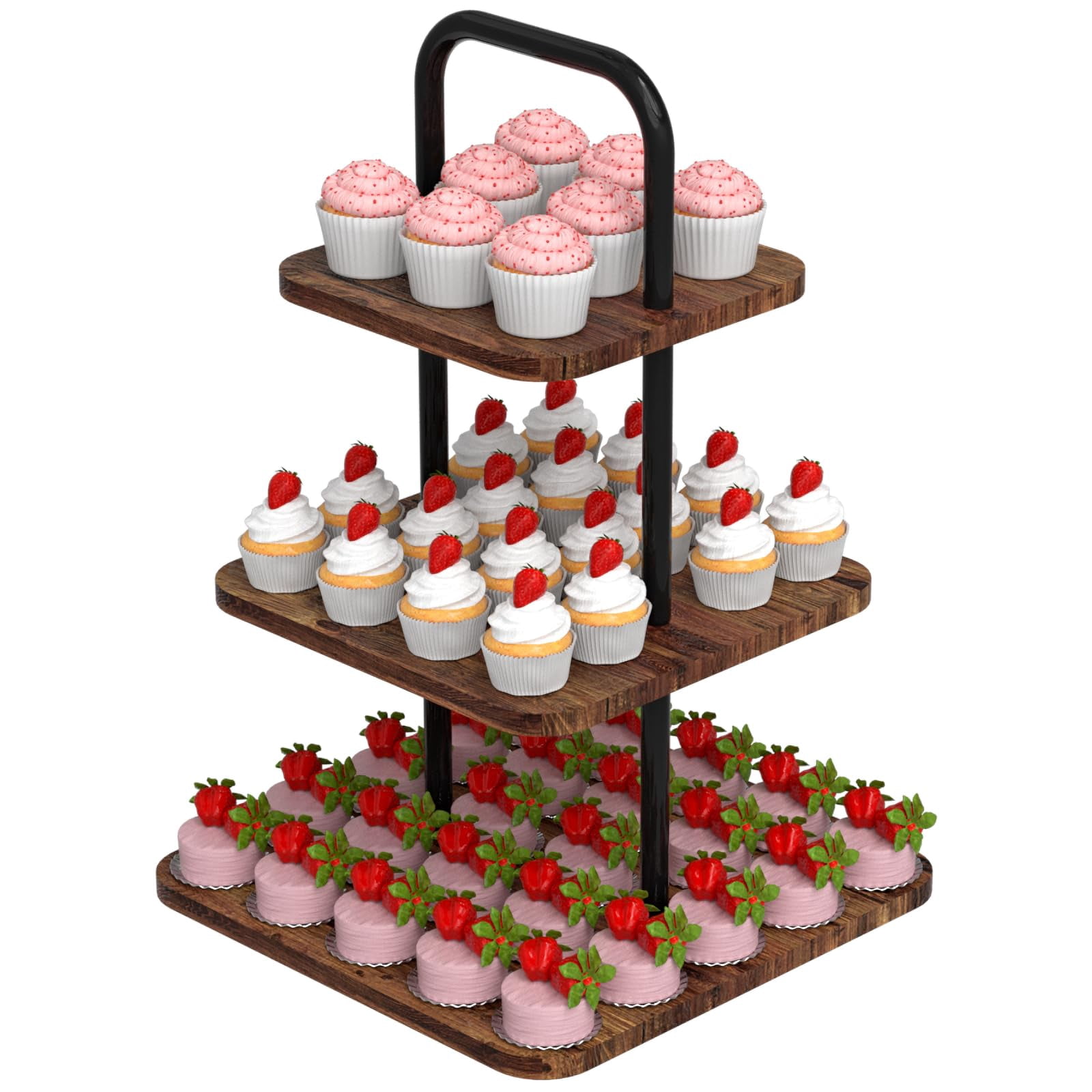 VyGrow Cupcake Stand, 3-Tier Dessert Stand for 32 Cupcakes, Wood ...
