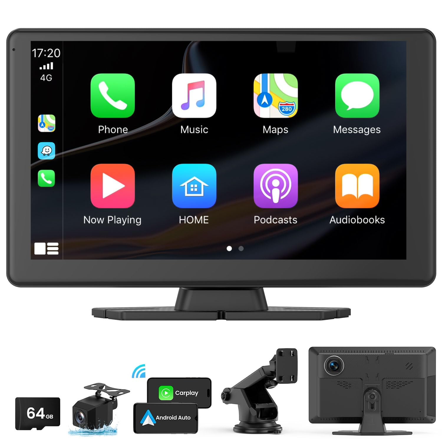 VyKure Portable Carplay Screen for Car 5K Dash 9" Wireless CarPlay ...