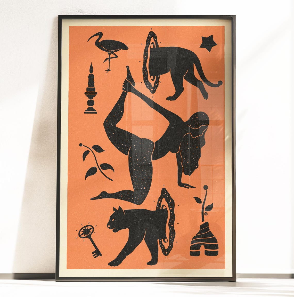 Vyaghrasana (Sanskrit) Print - Tangerine Colour Variant. Tiger Yoga ...