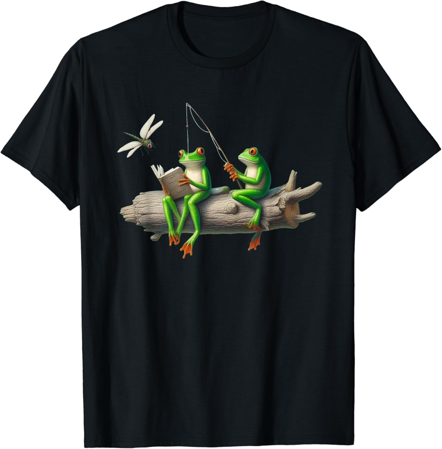 Vyna Four Legs Frog On A Log Frog Fishing Dragonfly Reading Book T ...