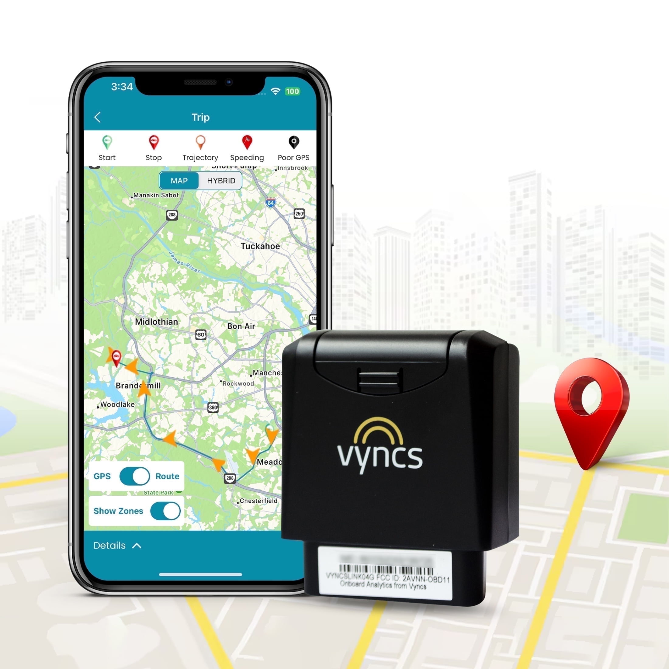 Vyncs 4G GPS Tracker for Vehicles, No Monthly Fee, Driving Alerts, USA ...