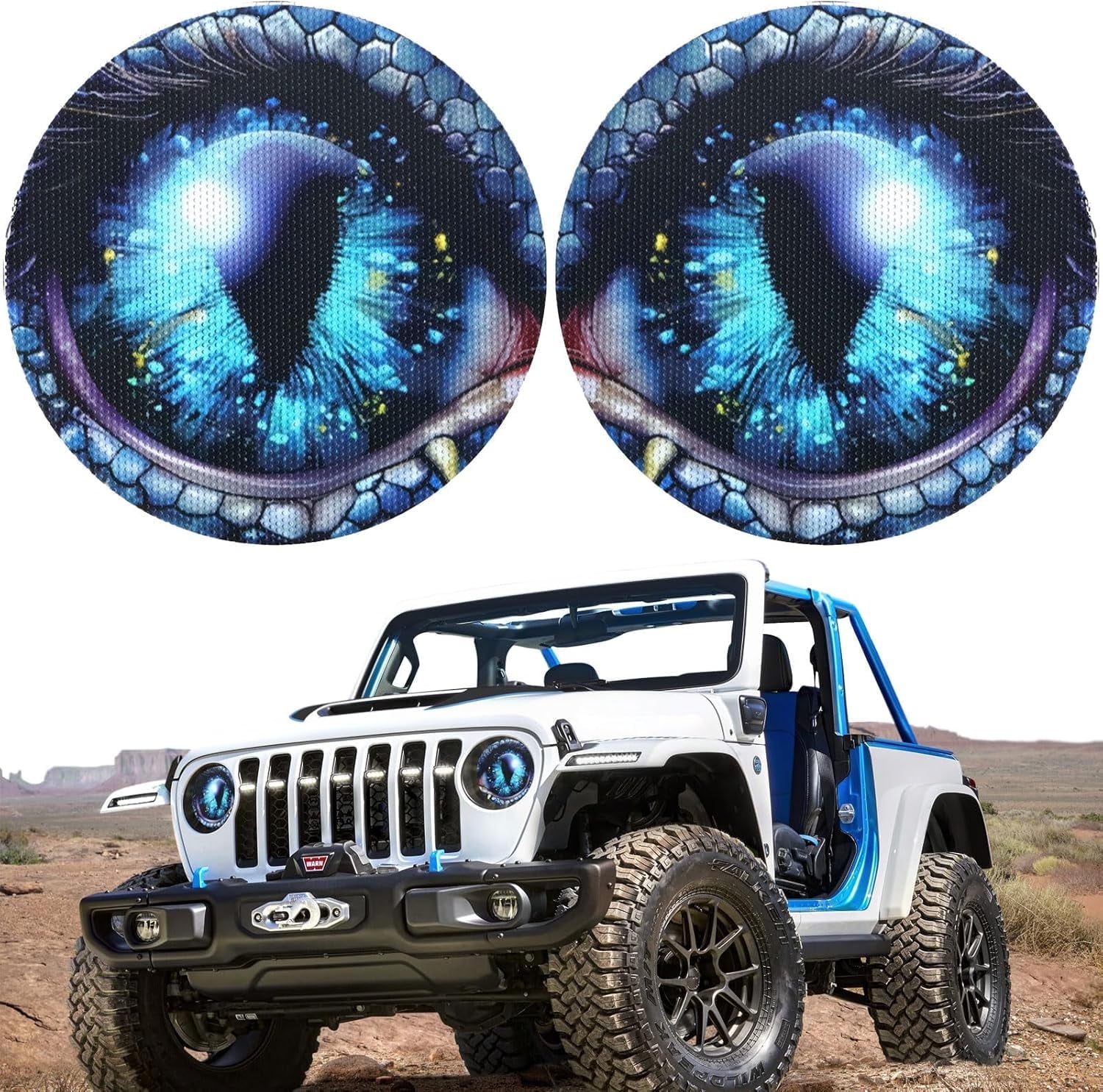 Vyqloren Beast Eyes Headlight Decals, 3D Round Stickers and Decals for ...