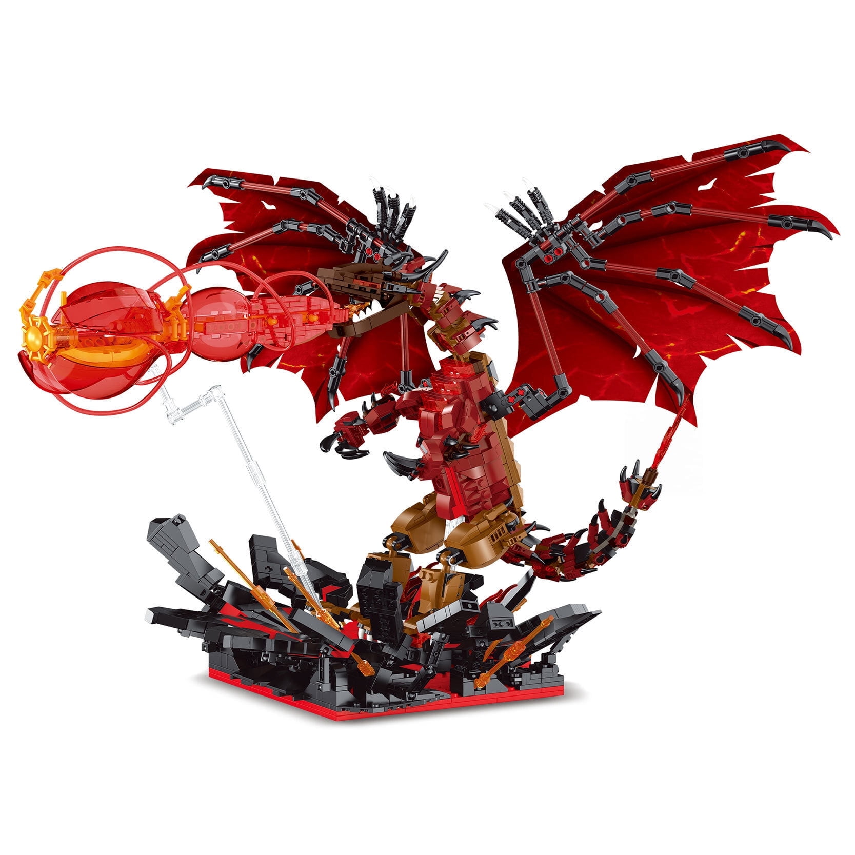 Goirzi 2-in-1 Fire Dragon Building Set (1774 Pieces) – Collectible ...