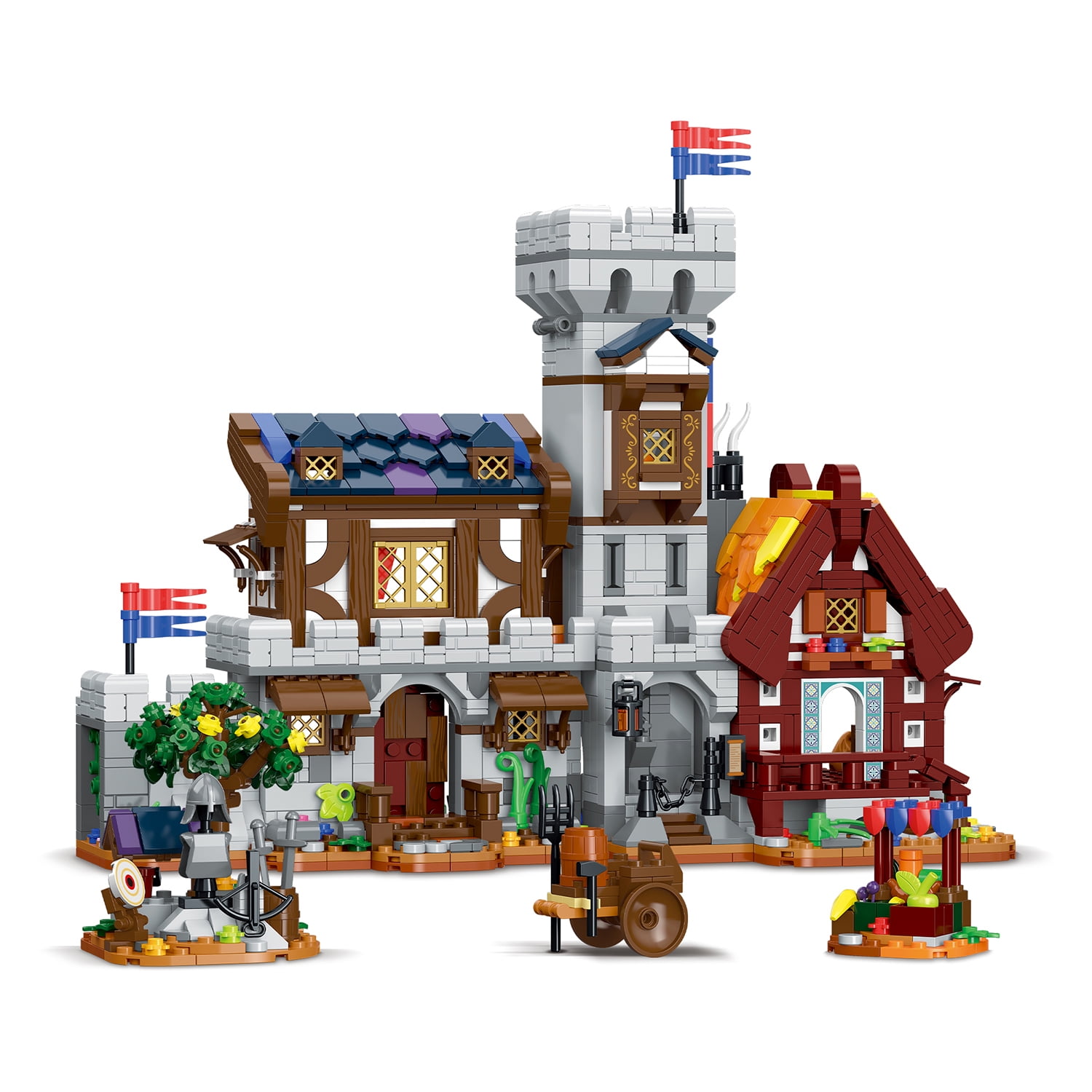 Vyytoz 3-in-1 Medieval Town Building Set, 1760Pcs Architecture Model ...