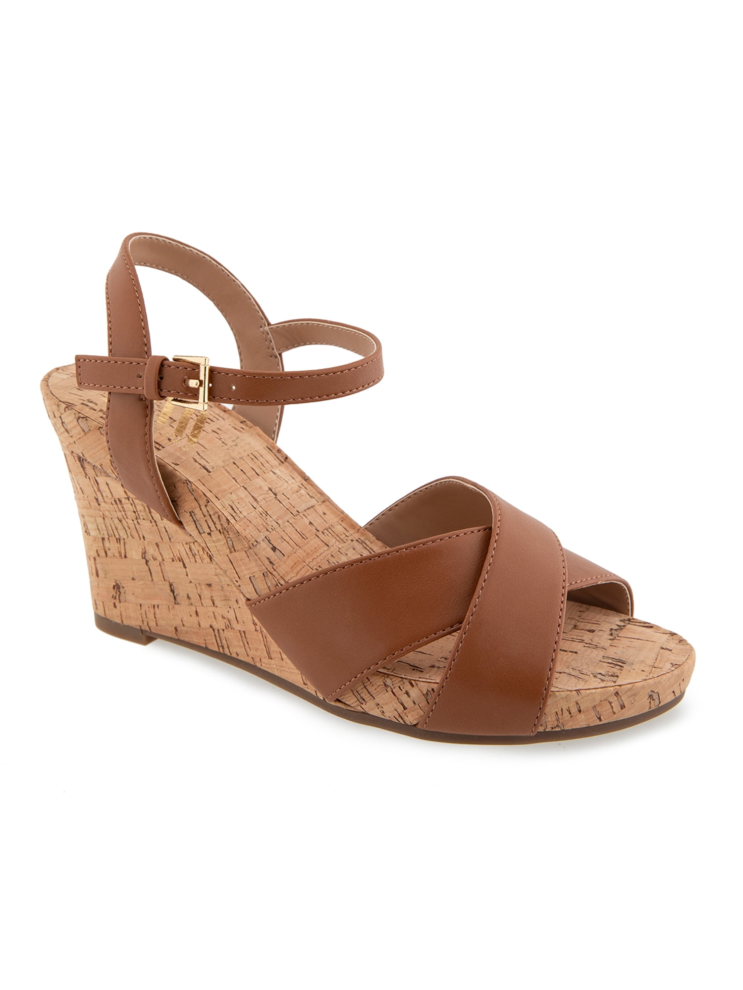 Aerosoles Cork Wedge Sandal - Comfortable Black Sandals - Walmart.com