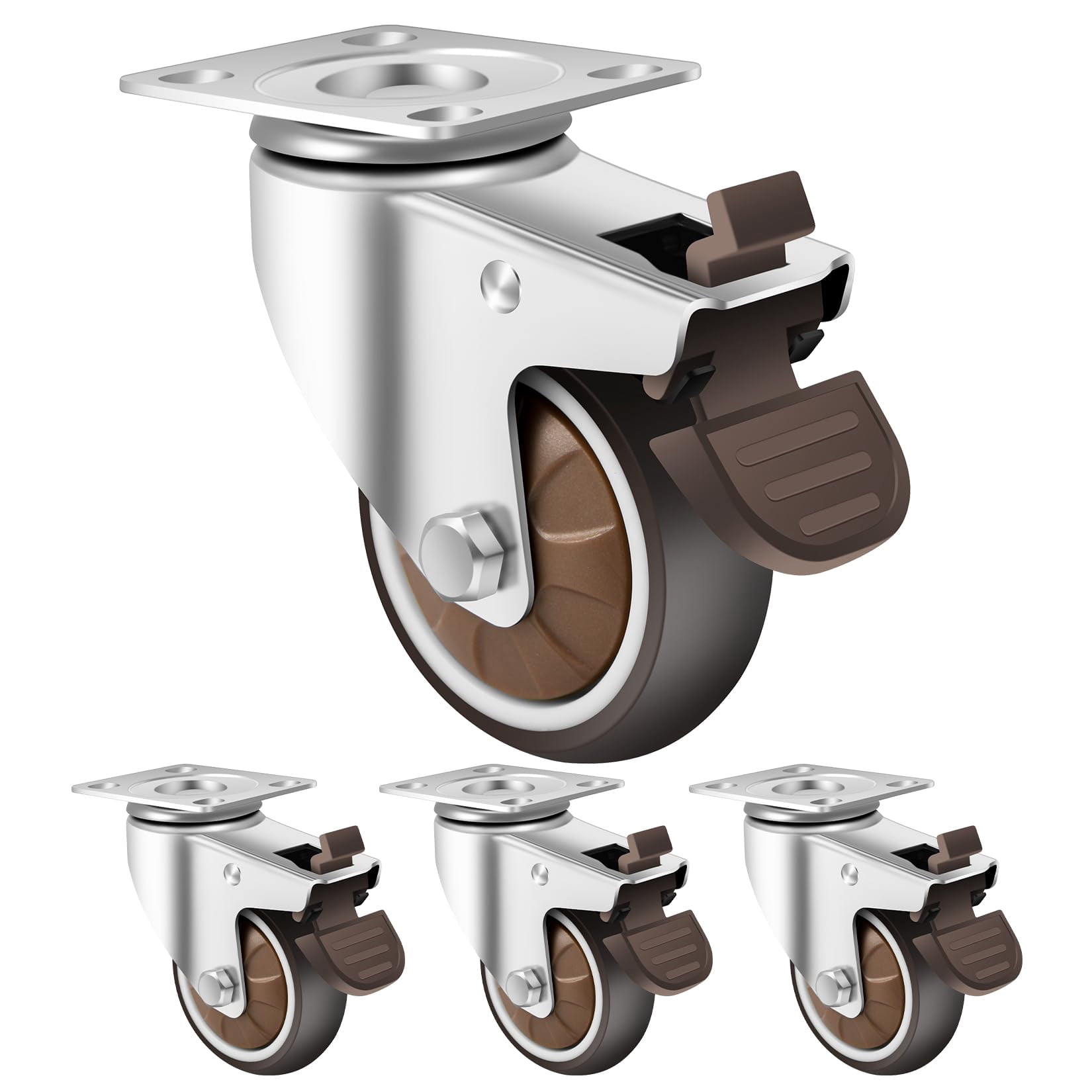 W B D WEIBIDA 3 Inch Heavy Duty Casters Wheels Set of 4, Dual Locking ...