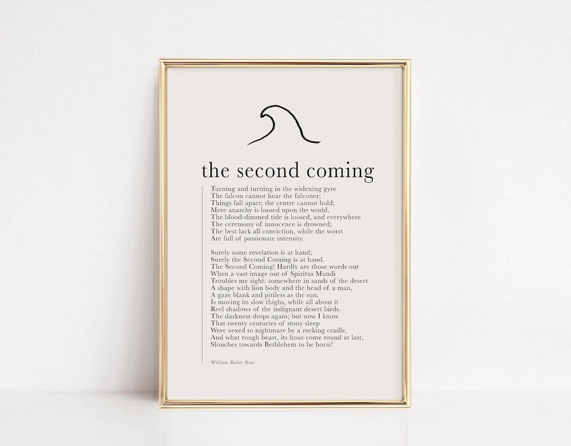 W.B. Yeats Poster, The Second Coming Poem, Yeats Quote, Yeats Gift ...