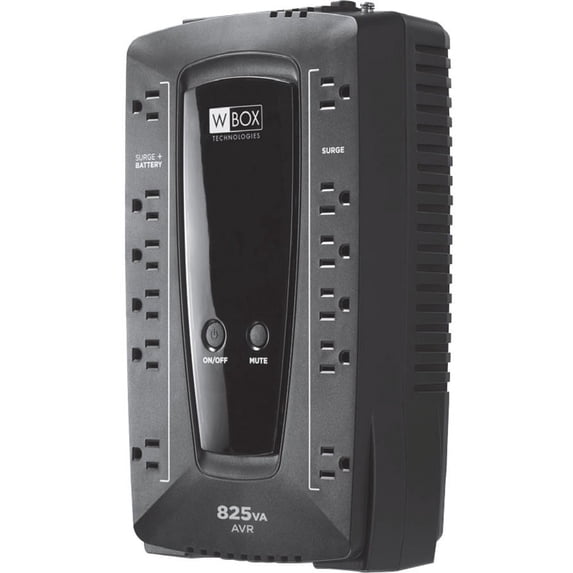 W Box 825VA UPS Battery Backup, Power Supply for Computer PC, 120V AC ...
