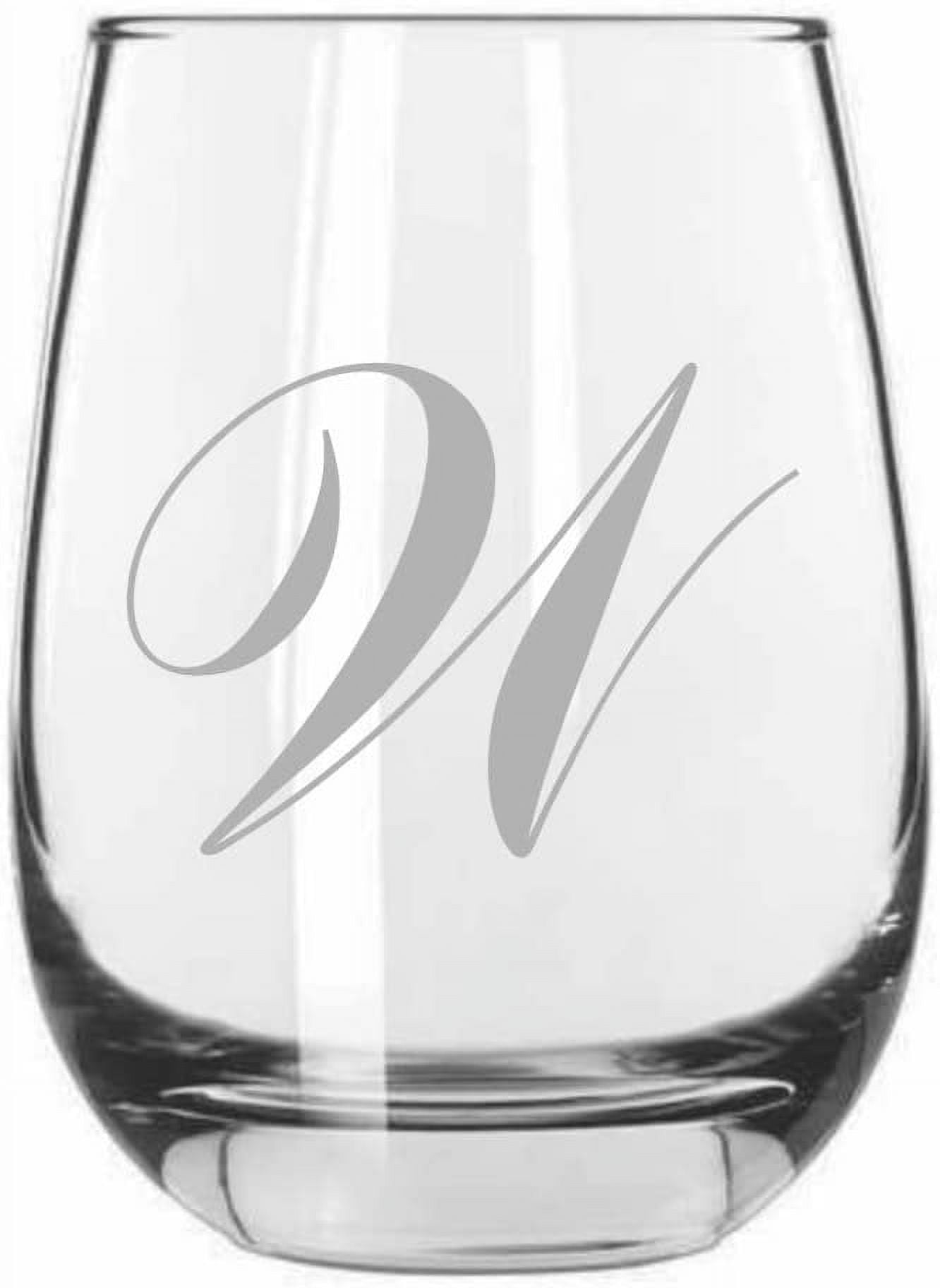 W Commercial Script Monogram Etched 15.25oz Libbey Stemless Wine Glass - Walmart.com