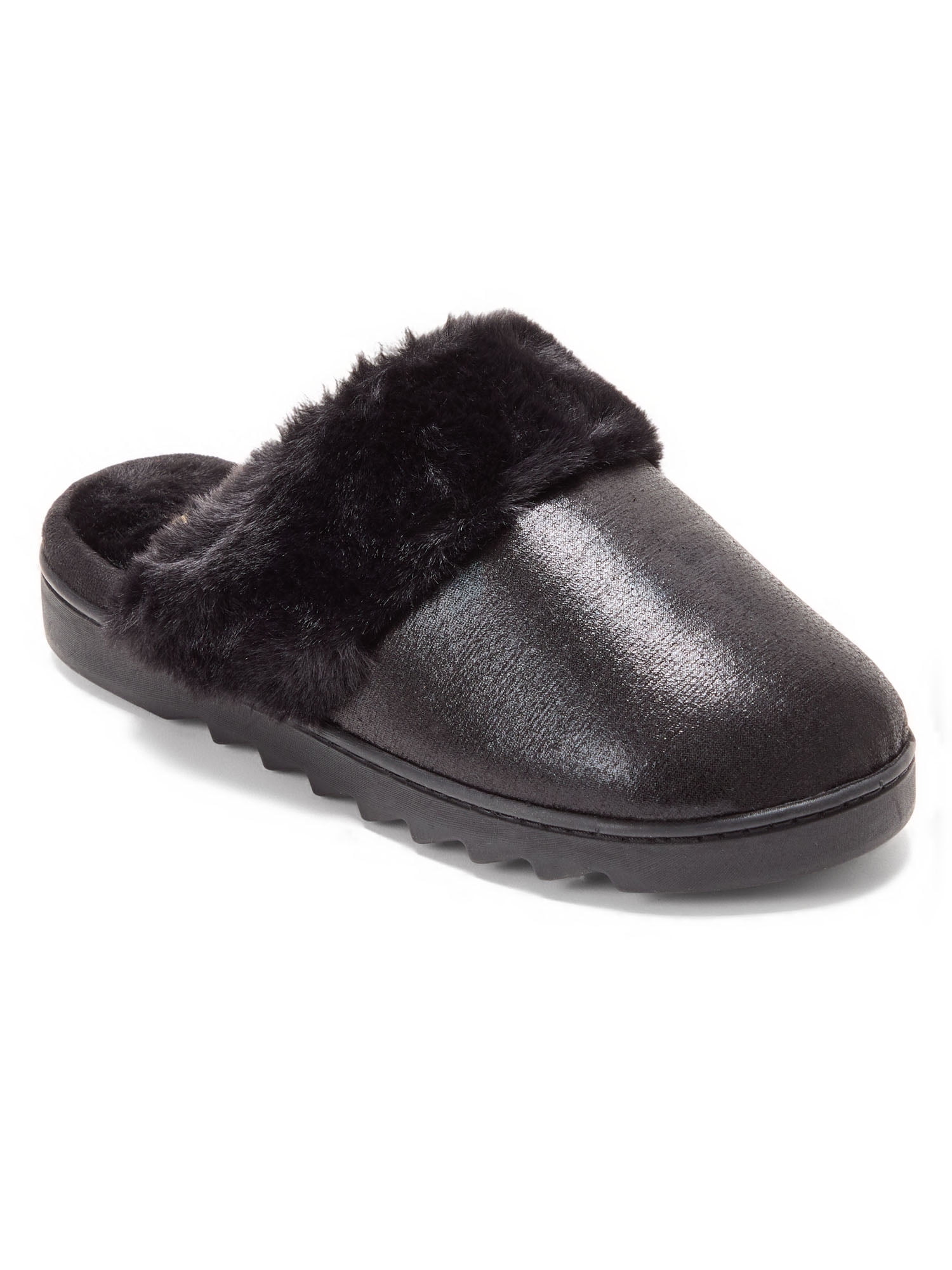 Dearfoams Cozy Comfort Women's Metallic Microsuede Scuff Slippers ...
