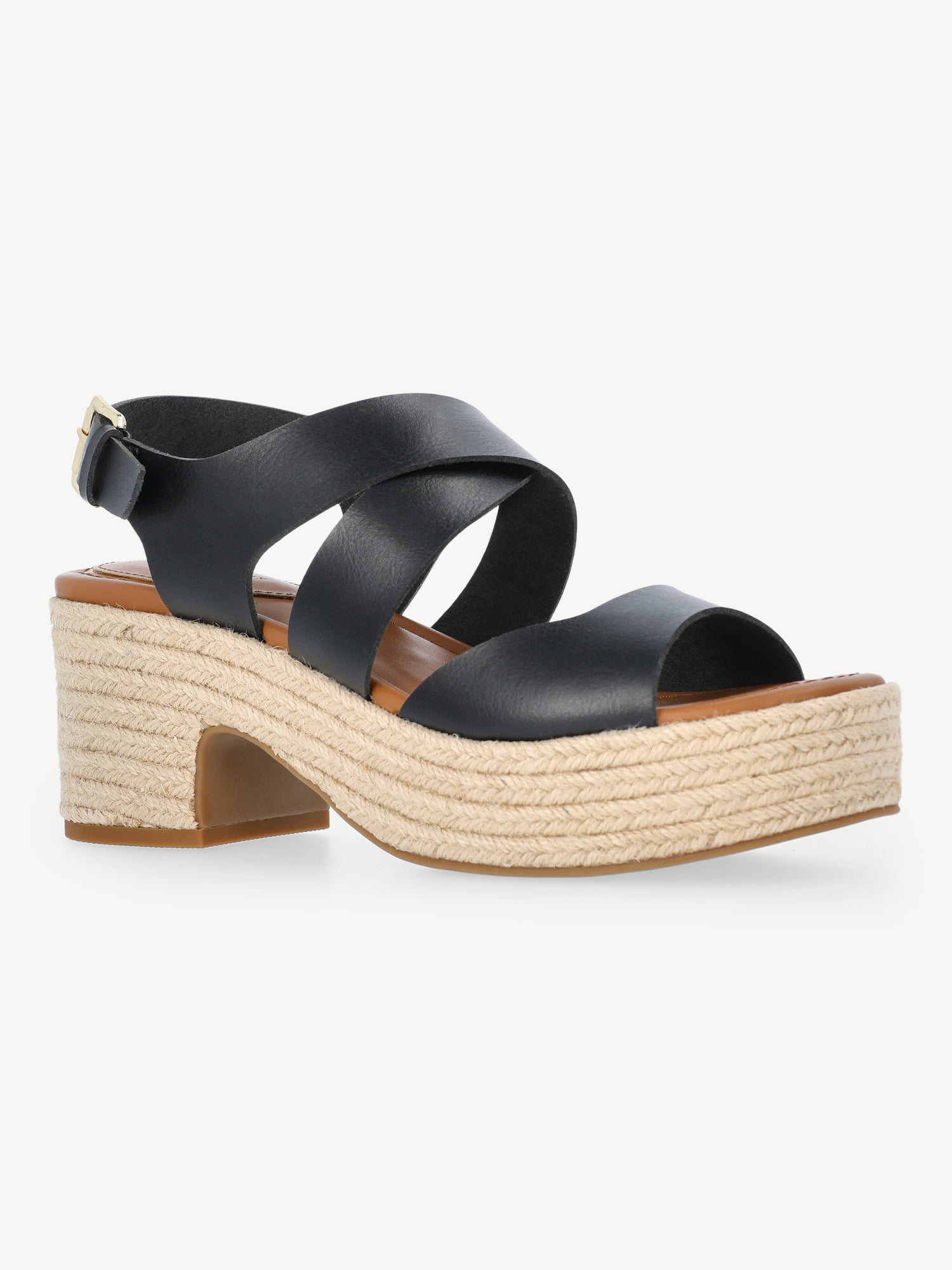 Free Assembly Women's Strappy Platform Block Heel Sandals - Walmart.com