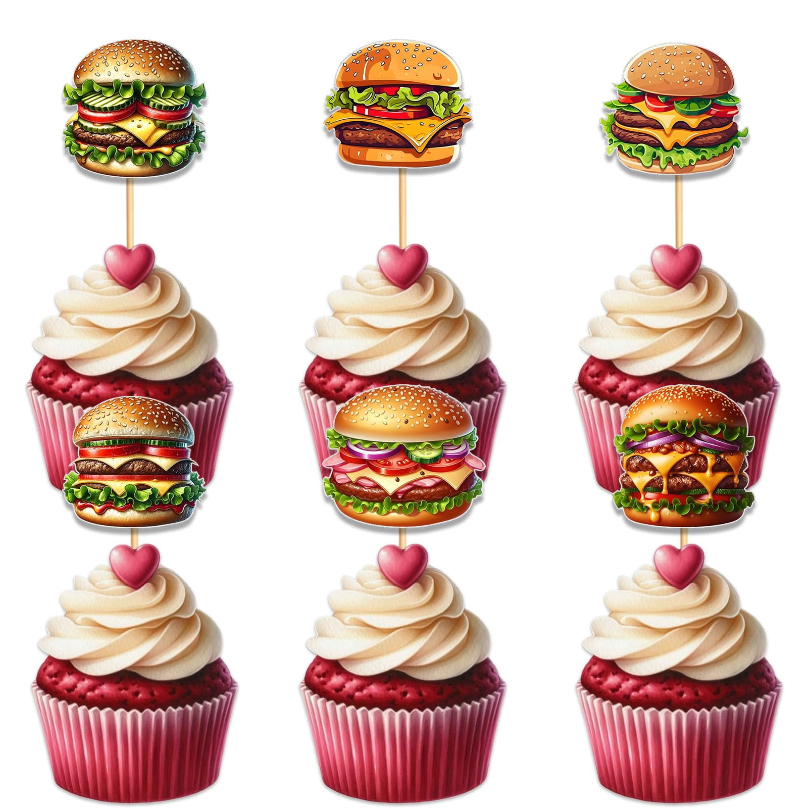 W Gold Glitter Cupcake Topper for Delicious Fried Food Hamburger Theme ...