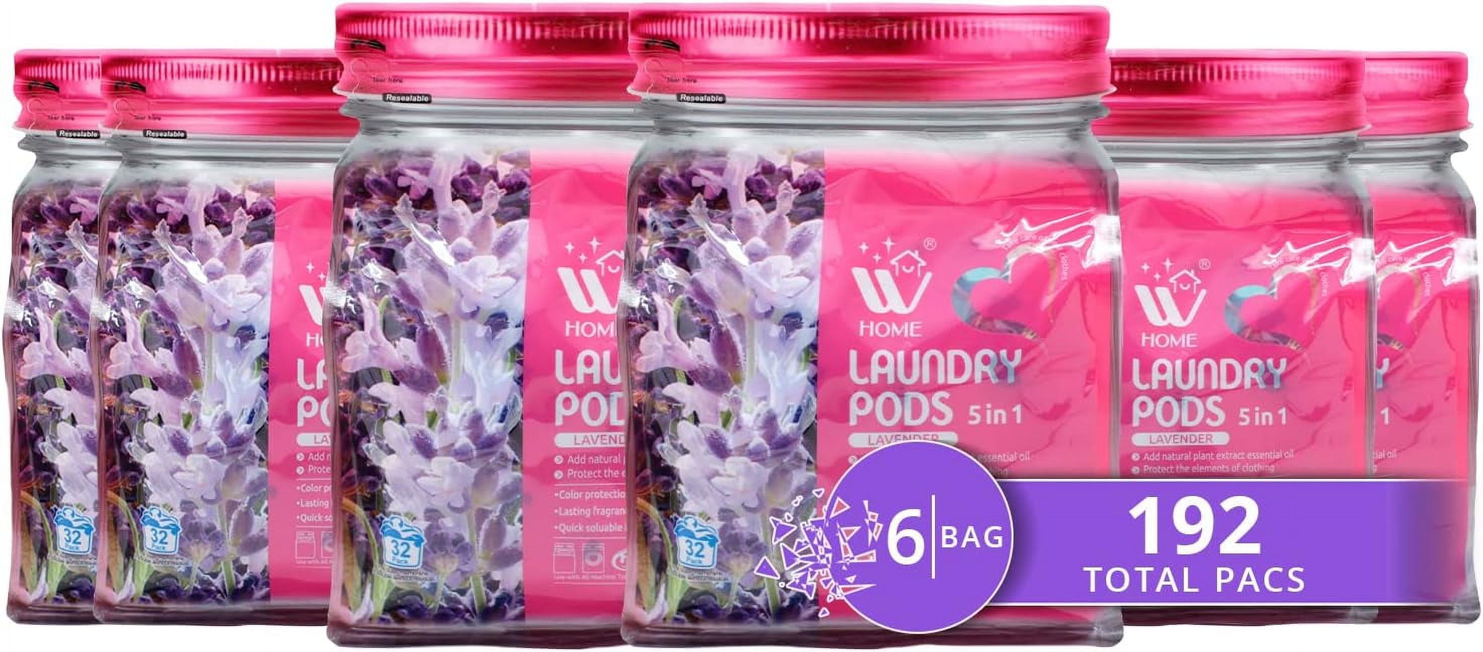 W Home 5 in 1 Laundry Pods with Lavender Scent, Stainlifters Laundry ...