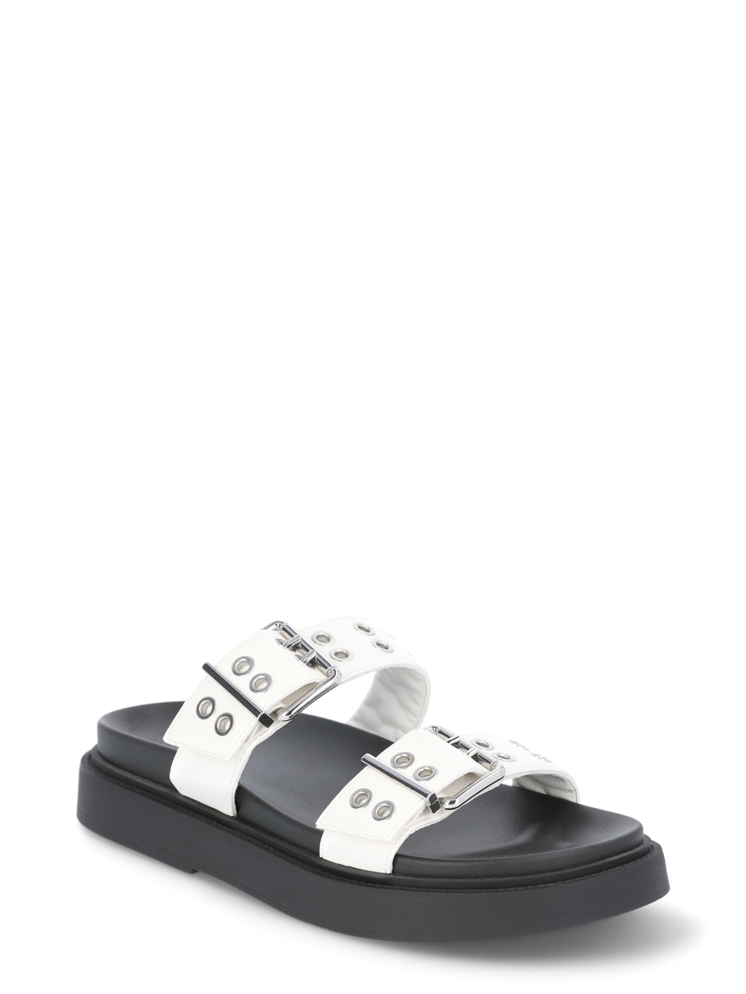 No Boundaries Women's Buckle Slide Sandals - Walmart.com