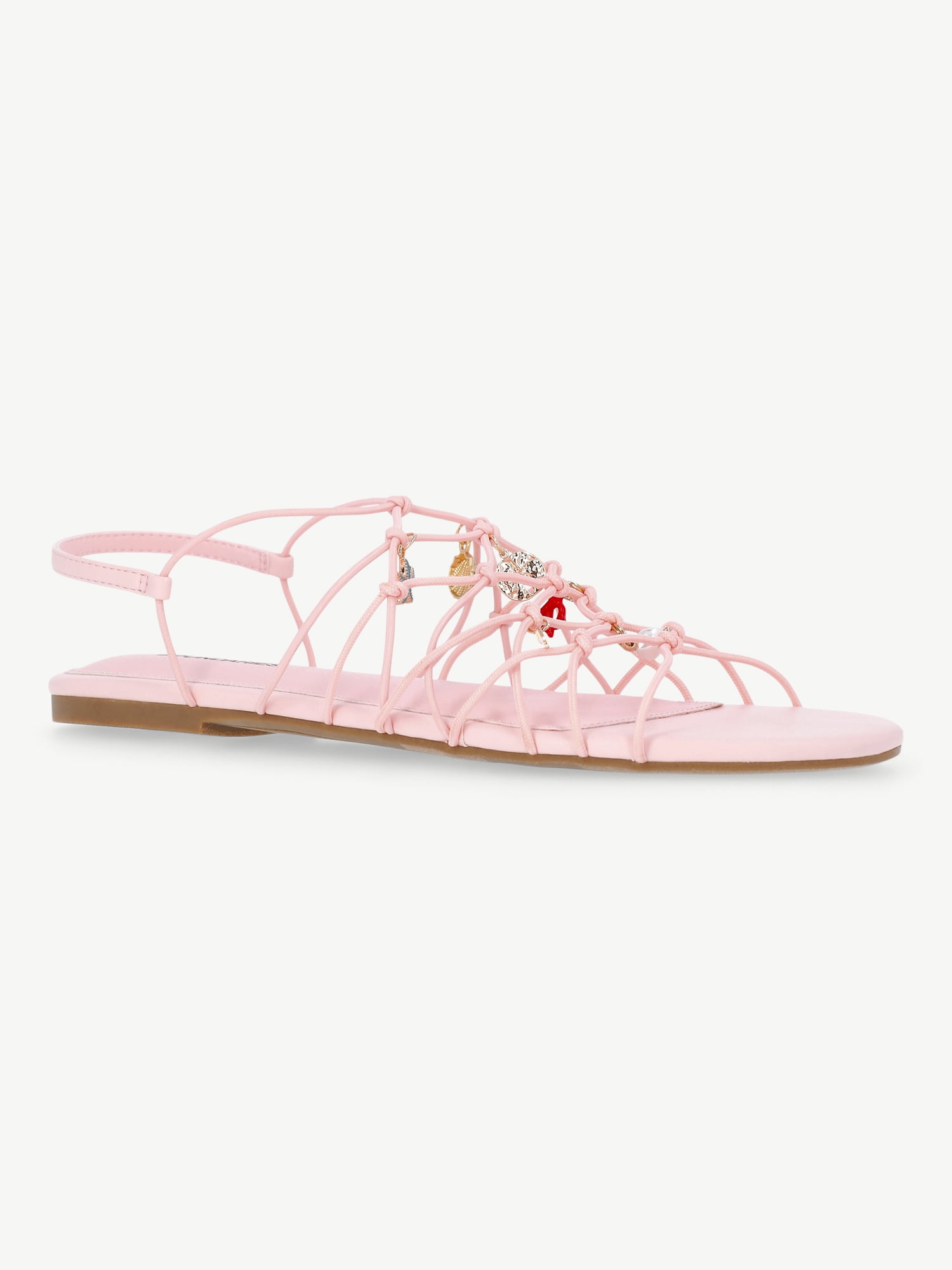 No Boundaries Caged Flat Sandals, Women's - Walmart.com