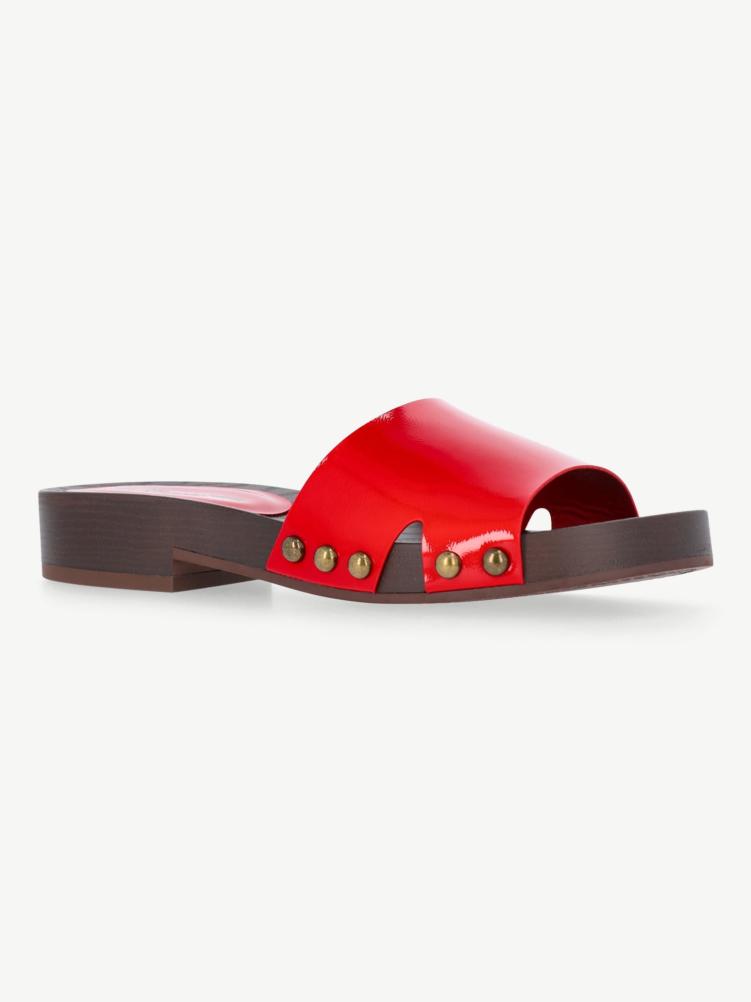 No Boundaries Women's Studded Wooden Clog Sandals - Walmart.com