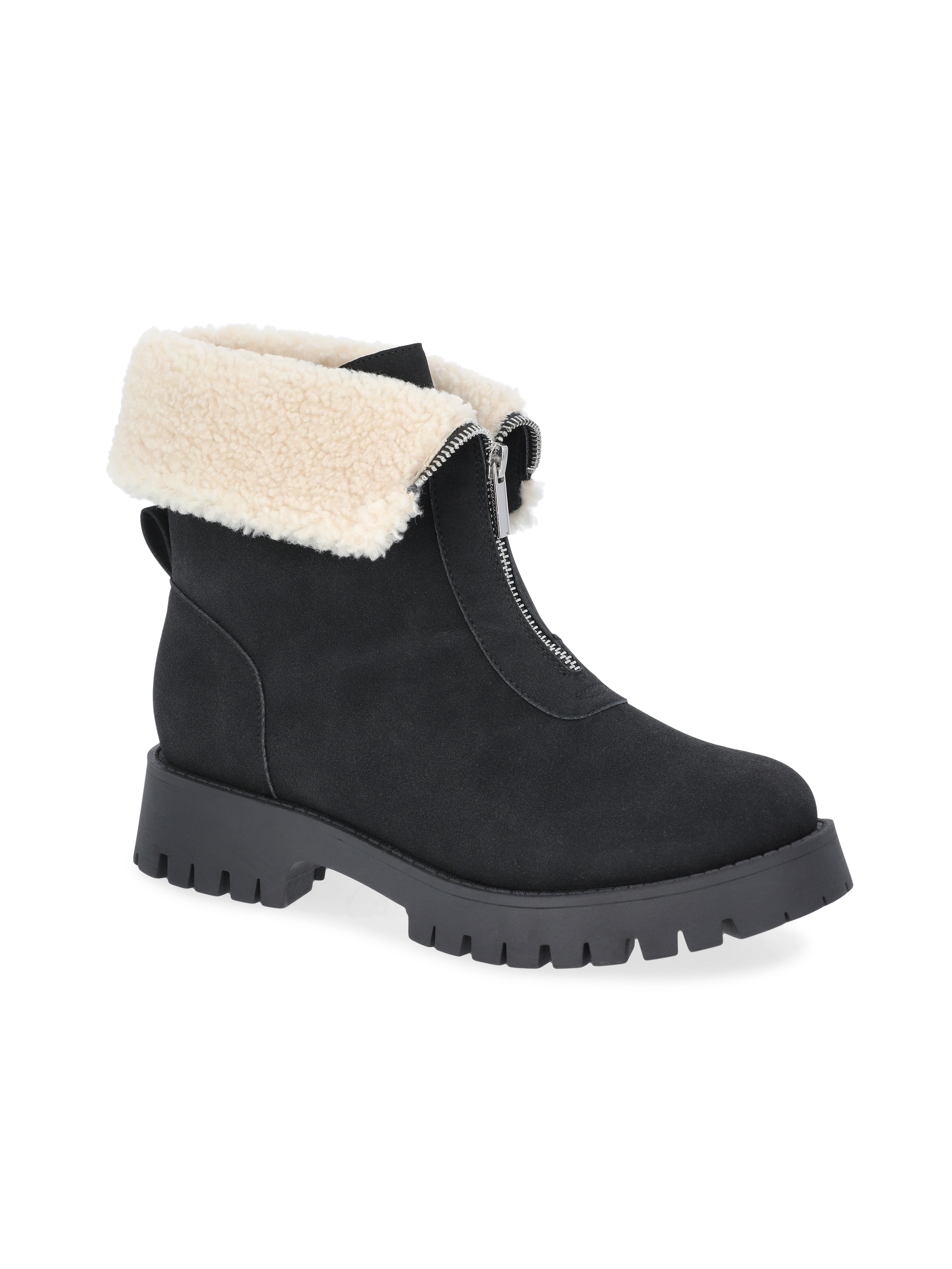 No Boundaries Women's Fold Over Zip Front Boots, Wide Width Available ...