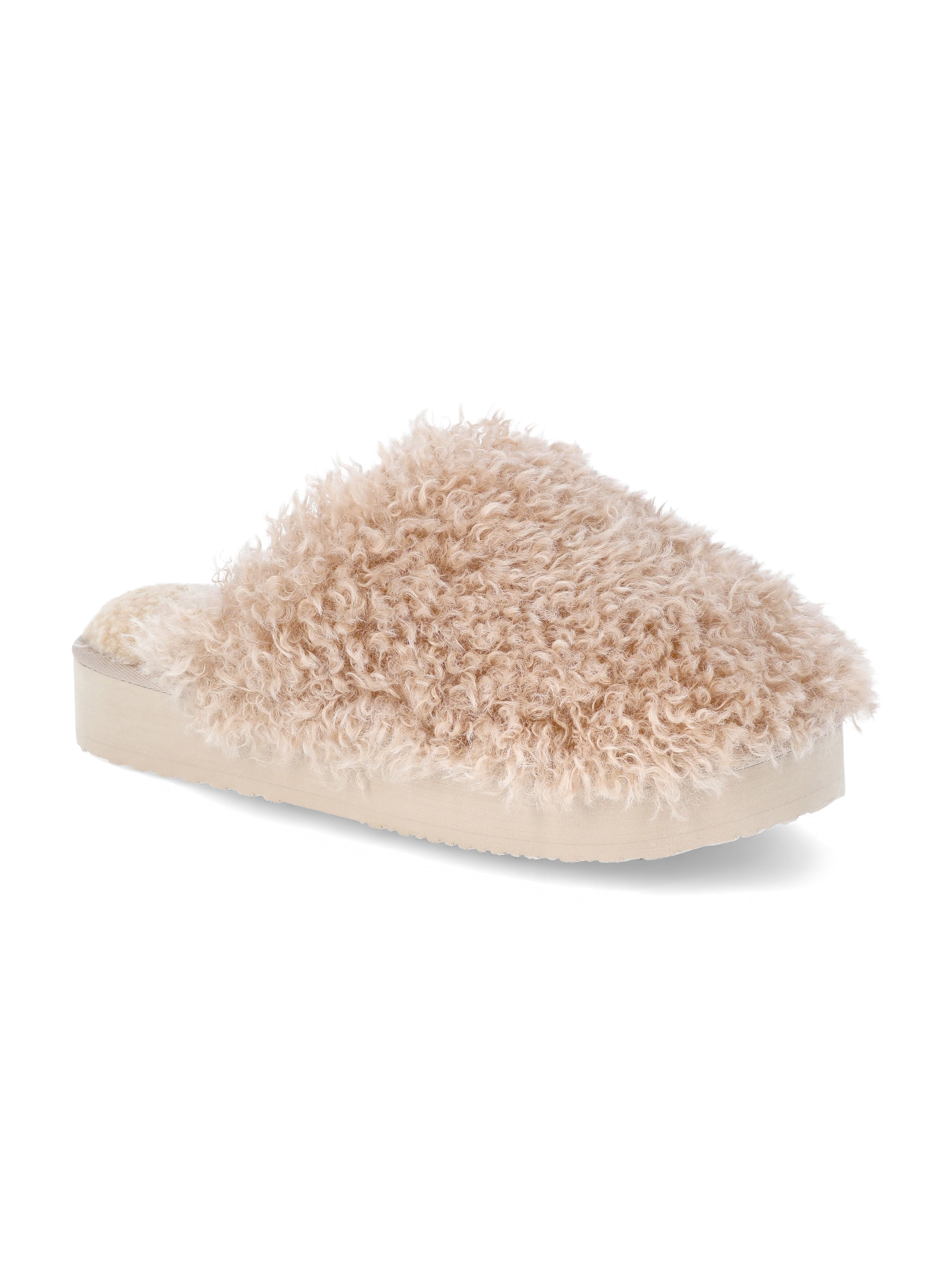 No Boundaries Women's Fuzzy Platform Slippers - Walmart.com