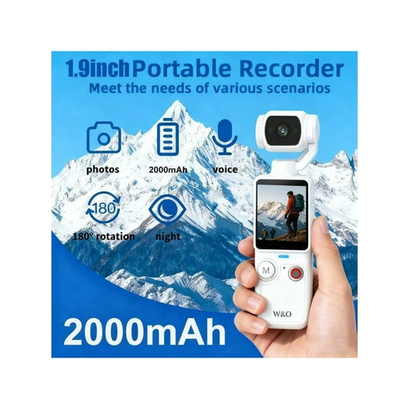 W&O 4K 1.9" HD Pocket Sports Camera - 180° Rotatable Perspective ...