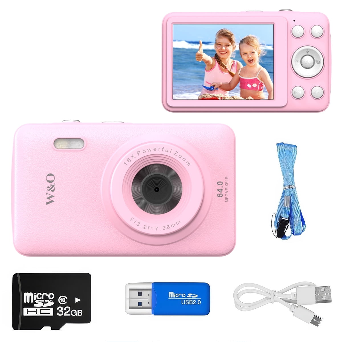 W&O Kids Digital CCD Camera with 32GB TF Card, Portable HD Video Camera ...