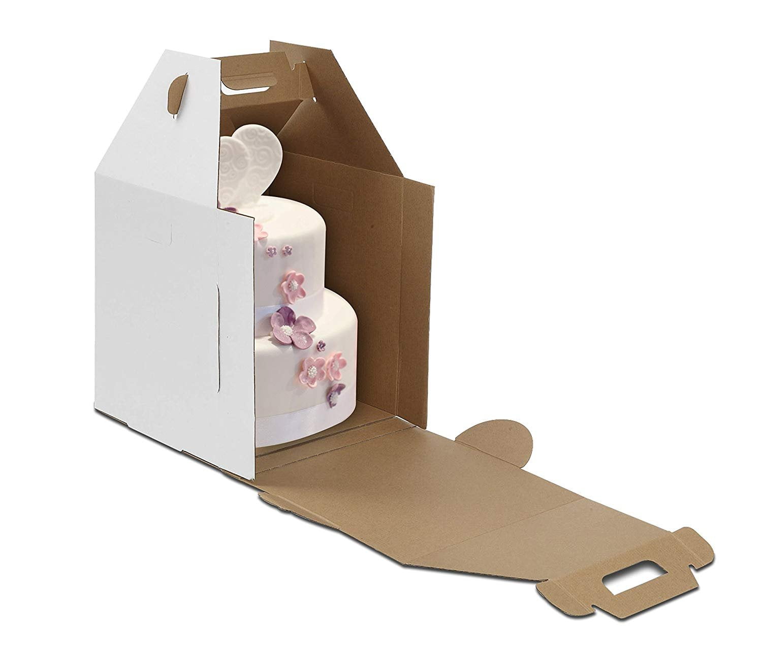 W PACKAGING WPTC1820WK 18x18x20 White/Kraft Plain Tiered Cake Box, No ...