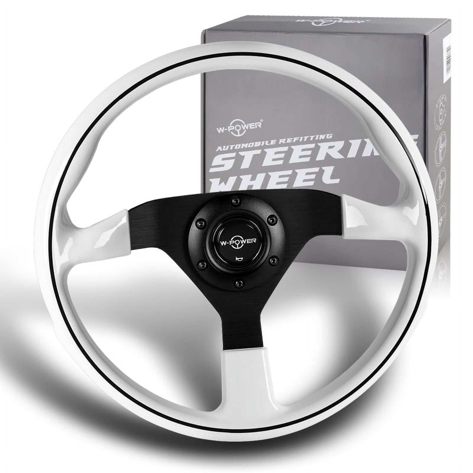 W-Power 14" Reinforced White Galaxy Classic Wood Matt Black Spoke ...