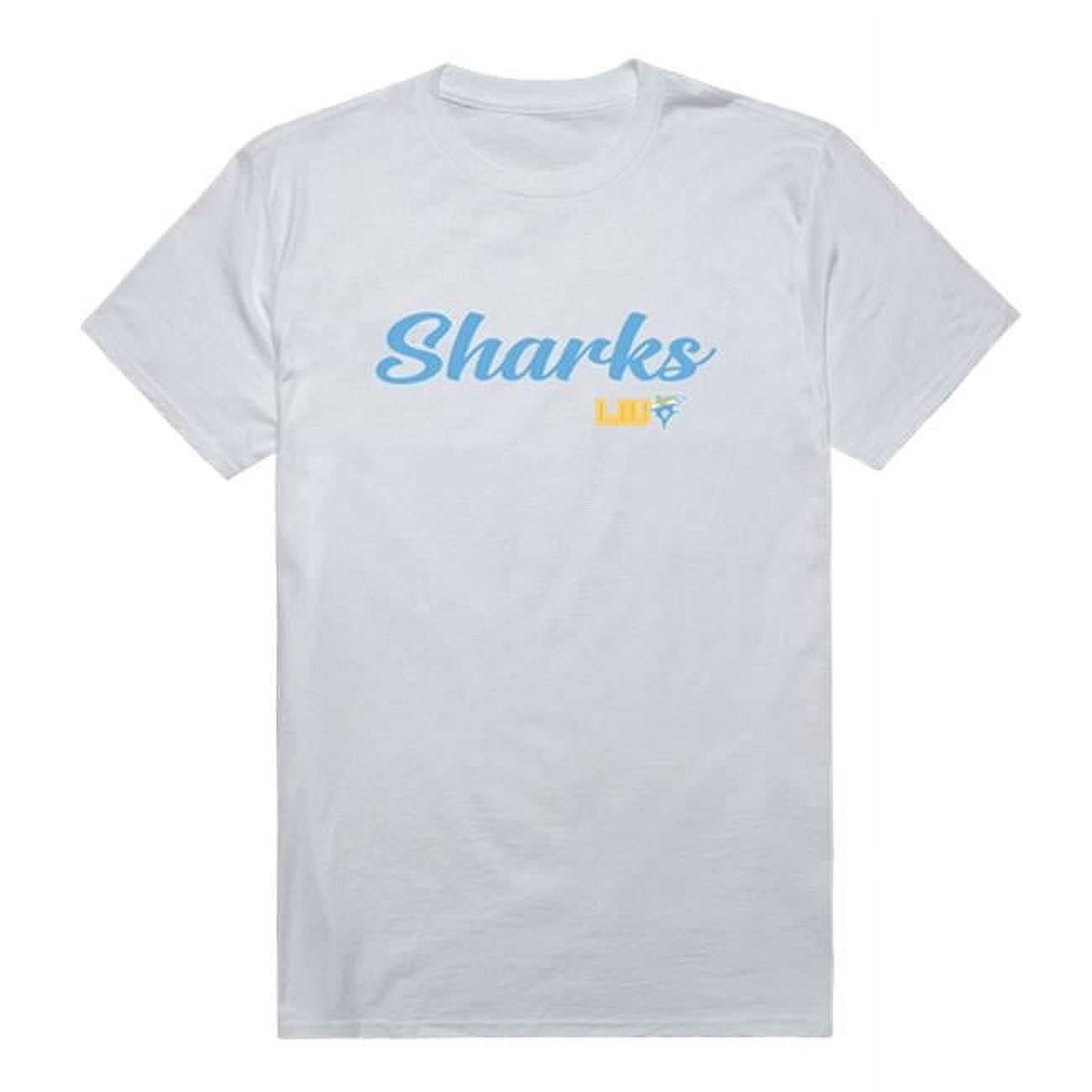 W Republic 554-329-WHT-04 Men Long Island Sharks Script T-Shirt, White ...