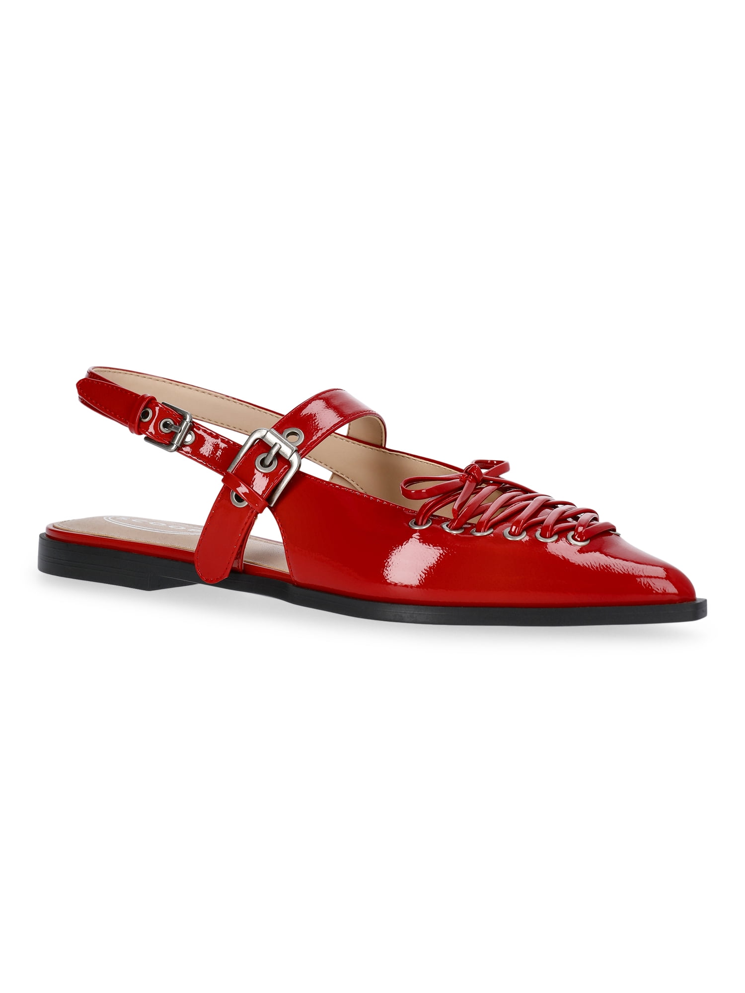 Scoop Women's Patent Faux Leather Corset Flats - Walmart.com