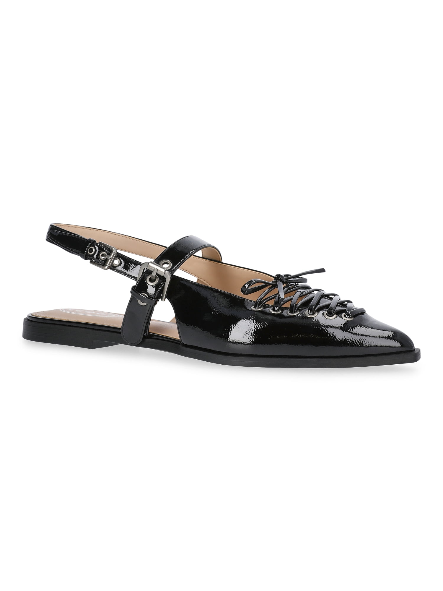 Scoop Women's Patent Faux Leather Corset Flats - Walmart.com
