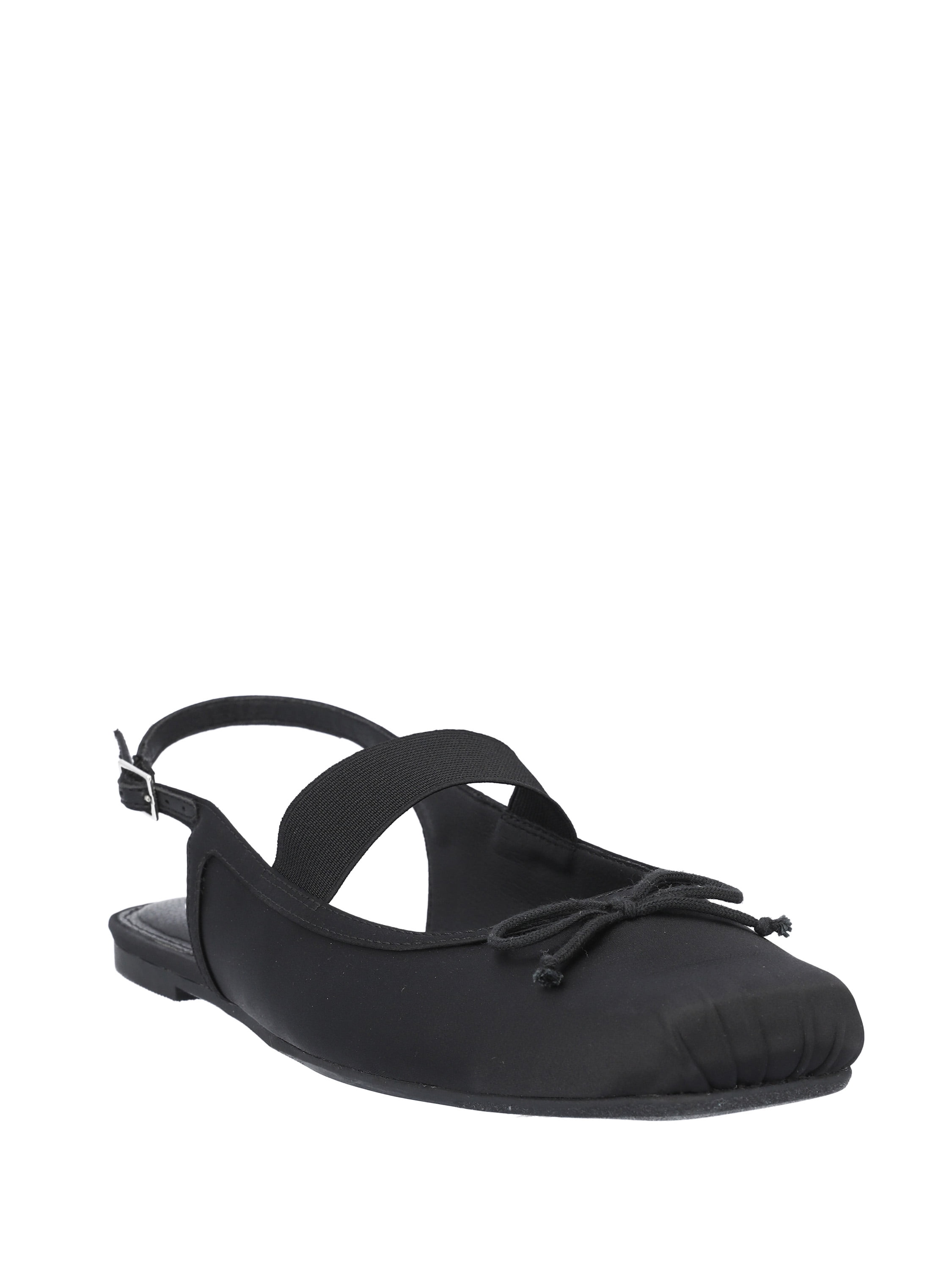 Scoop Women's Satin Slingback Mary Jane Pleated Toe Ballet Flats ...