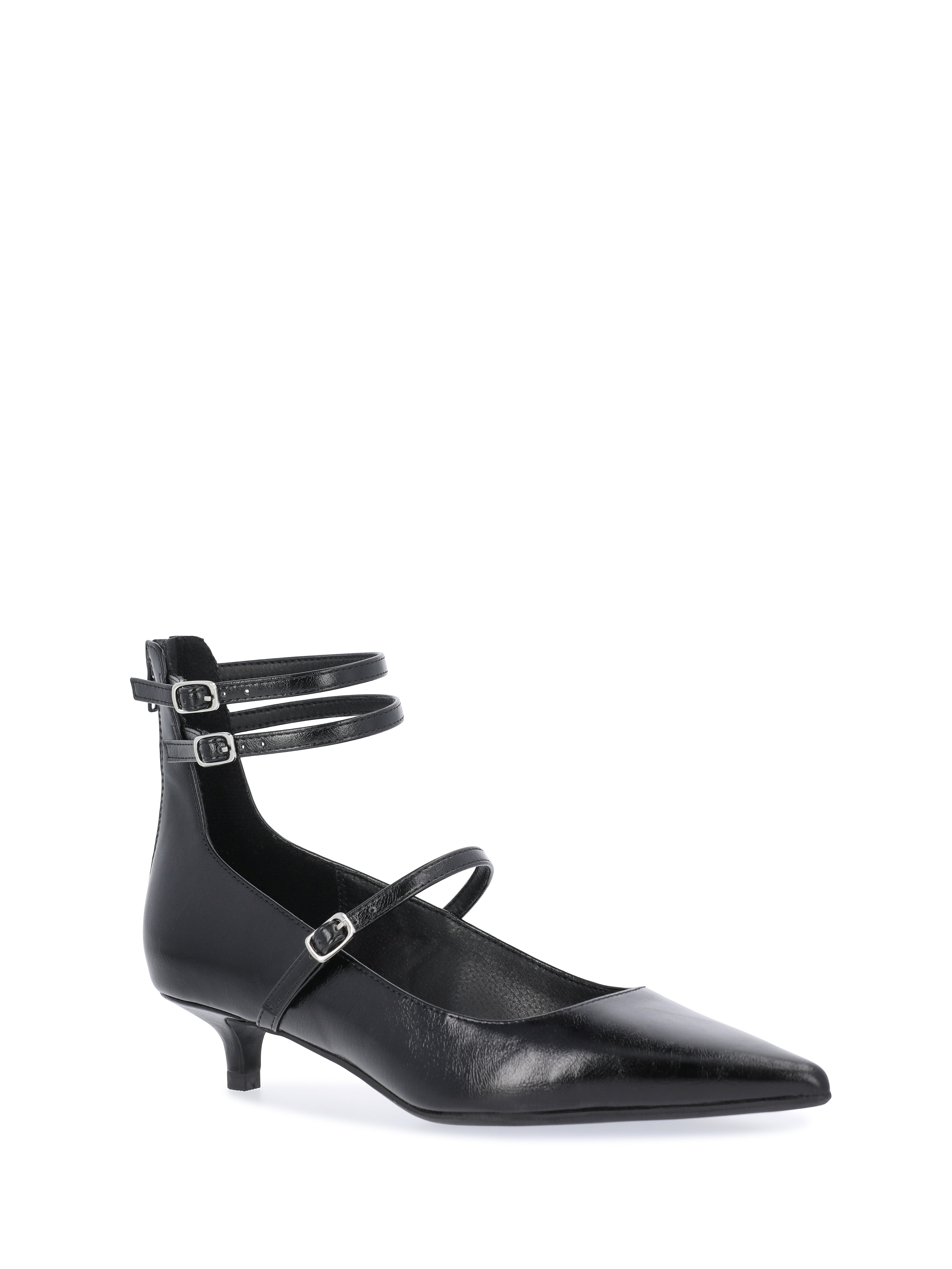 Scoop Women's Faux Leather Pointed Toe Strappy Kitten Heel Shoes ...