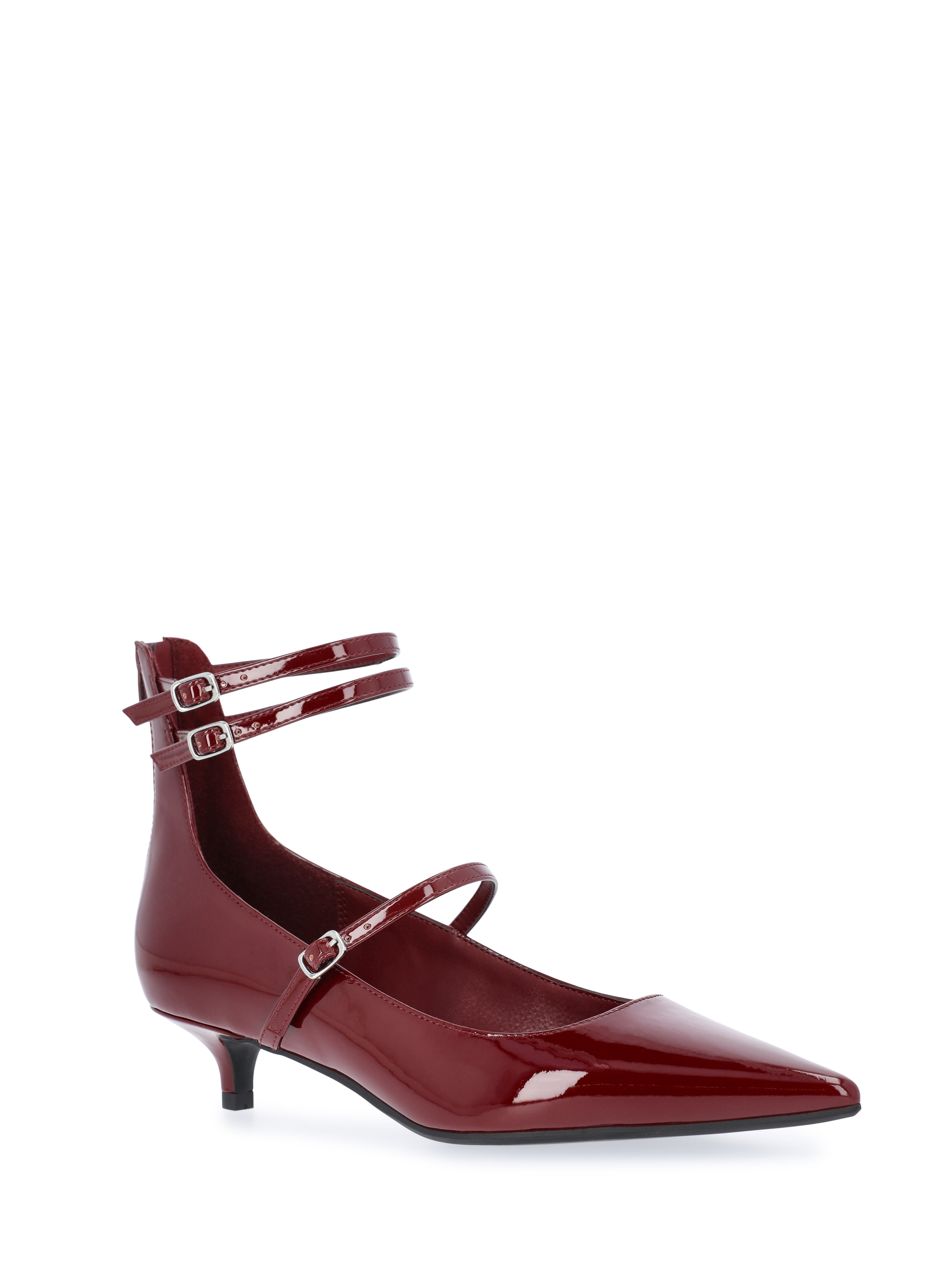 Scoop Women's Faux Leather Pointed Toe Strappy Kitten Heel Shoes ...