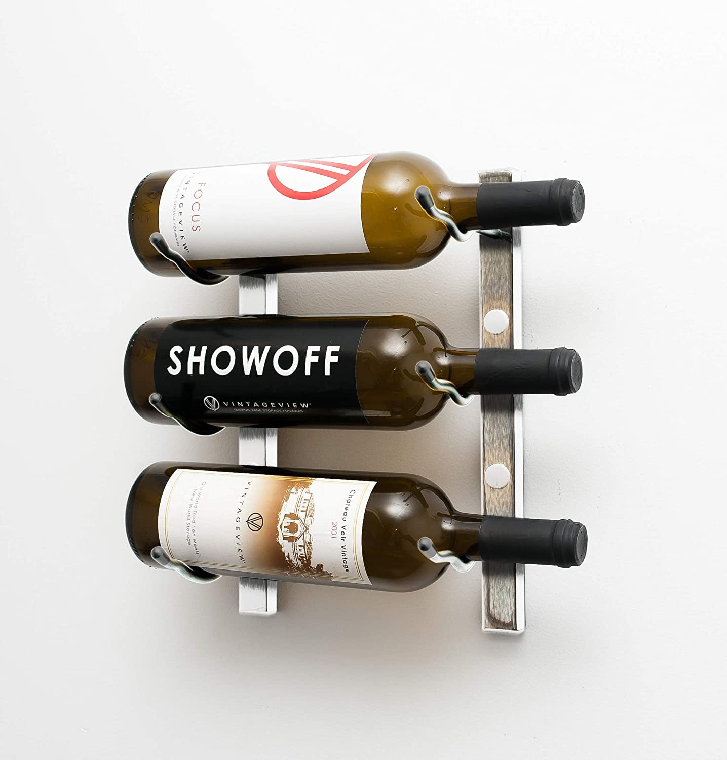 Wine Rack 1-3 Bottle Metal Wall Mounted Wine Rack (Brushed Nickel ...