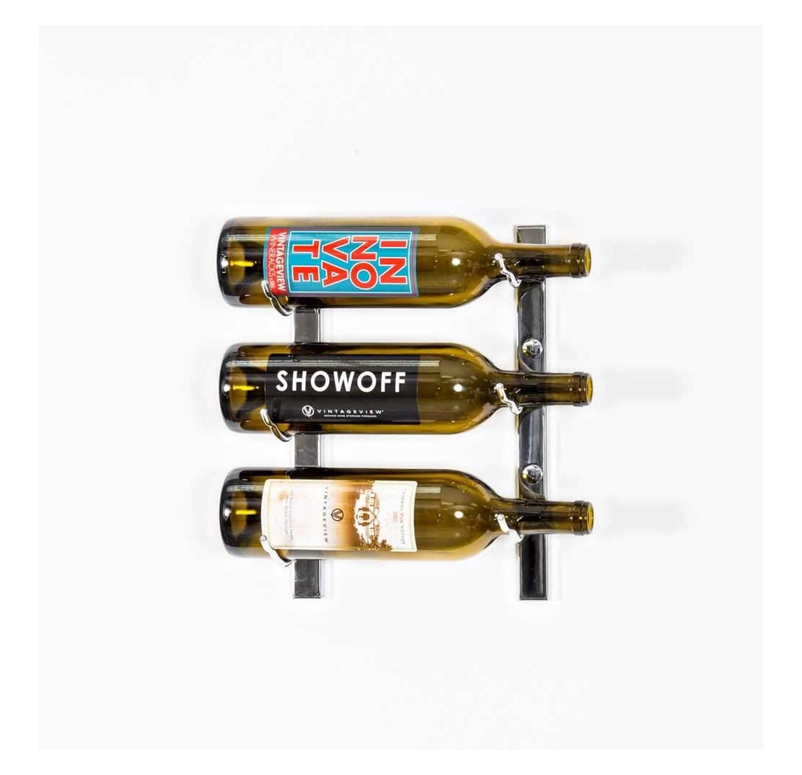 W Series Wine Rack 1-3 Bottle Metal Wall Mounted Wine Rack (Chrome Luxe ...