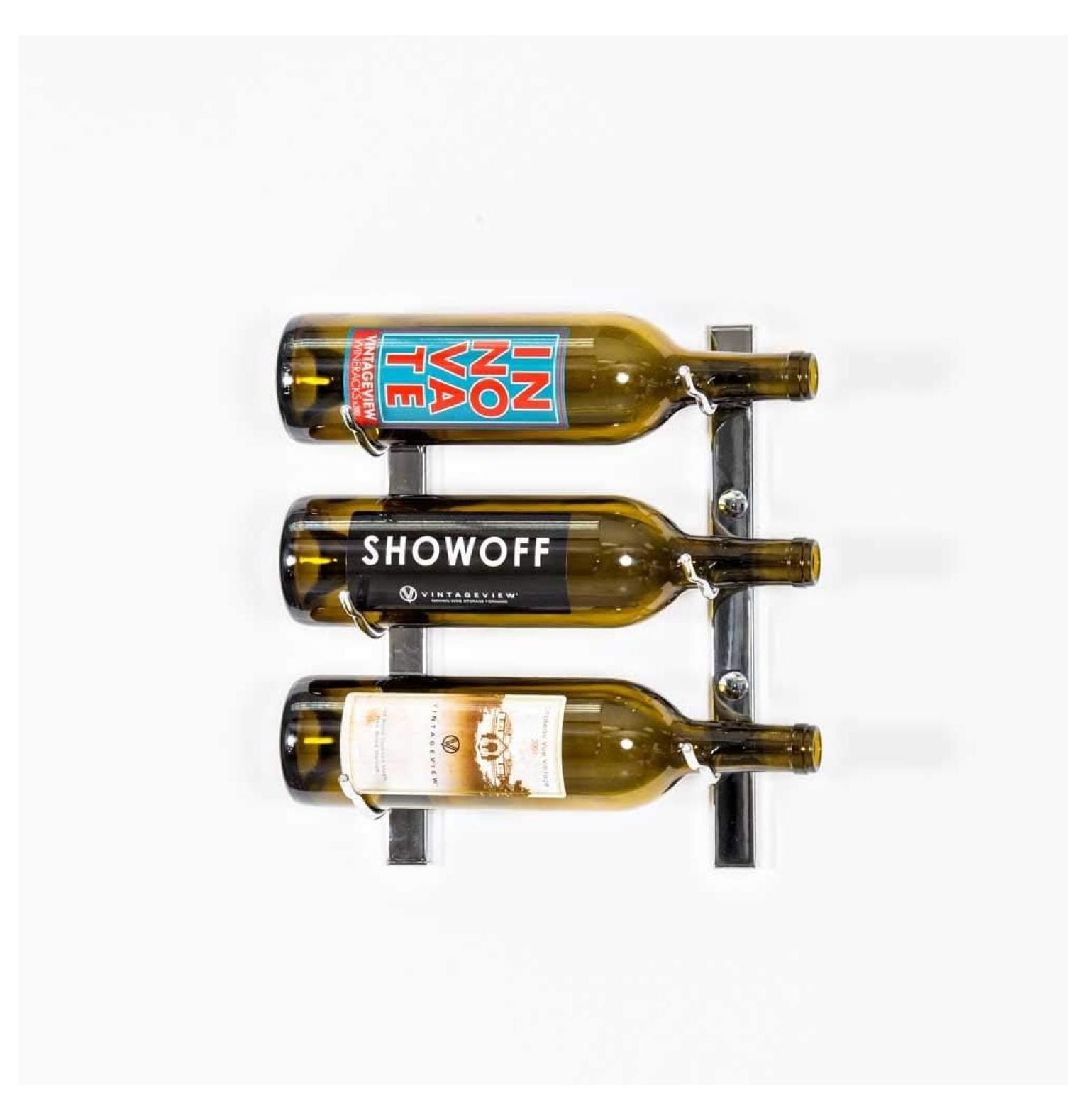 W Series Wine Rack 1-3 Bottle Metal Wall Mounted Wine Rack (Chrome Luxe ...