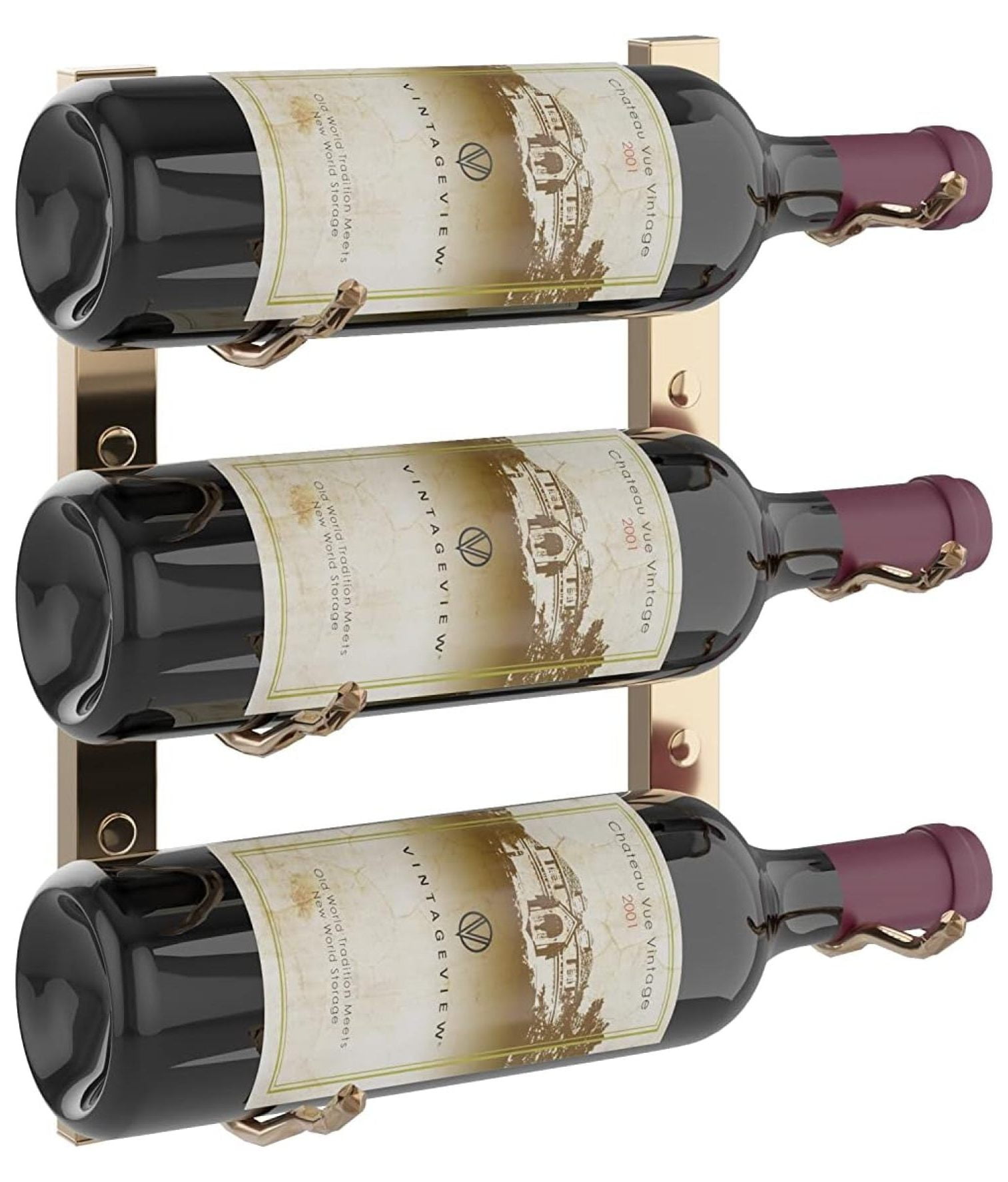 W Series Wine Rack 1-3 Bottle Metal Wall Mounted Wine Rack (Golden ...