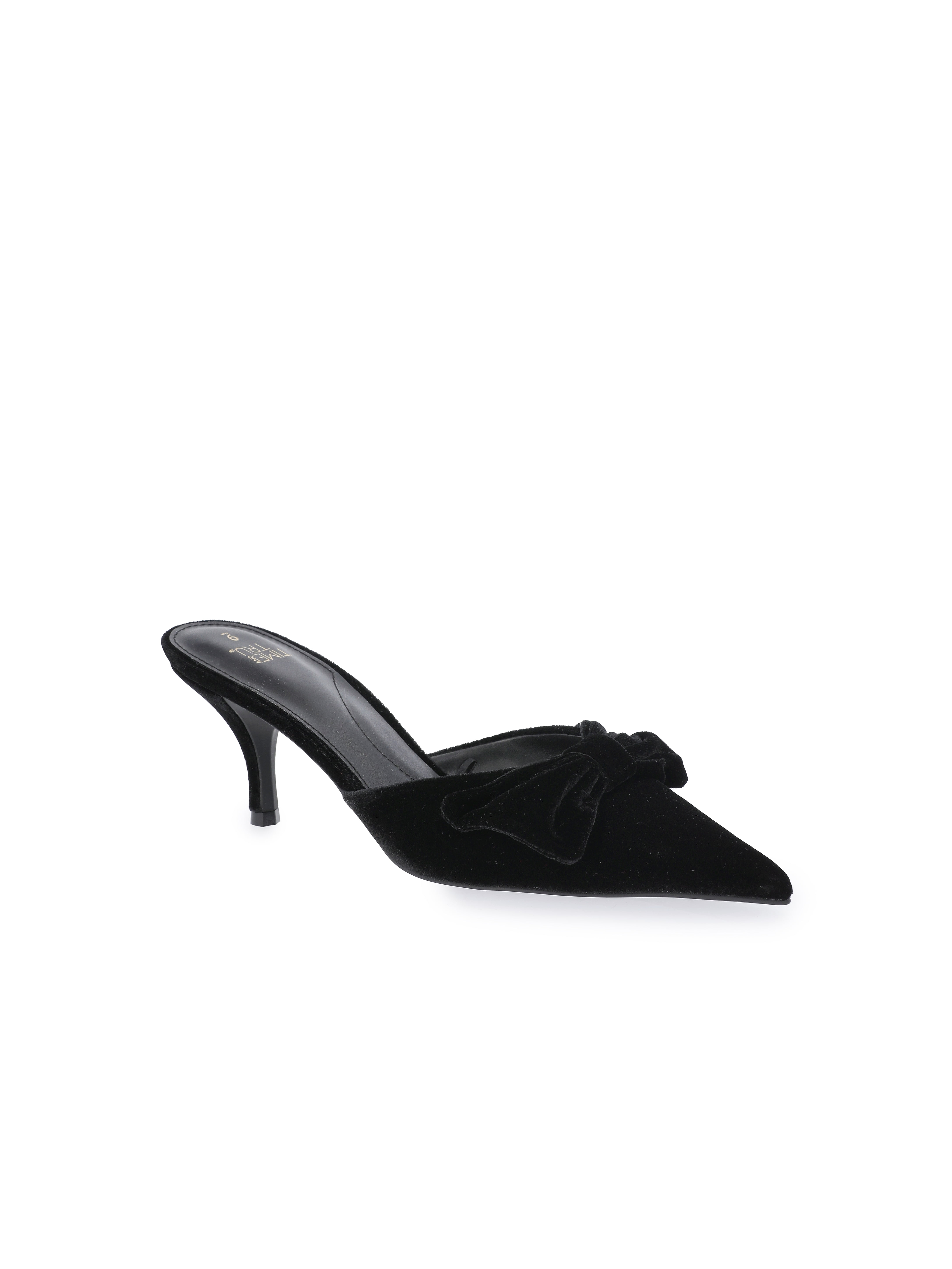 Time and Tru Women's Velvet Bow Kitten Heel Mules - Walmart.com