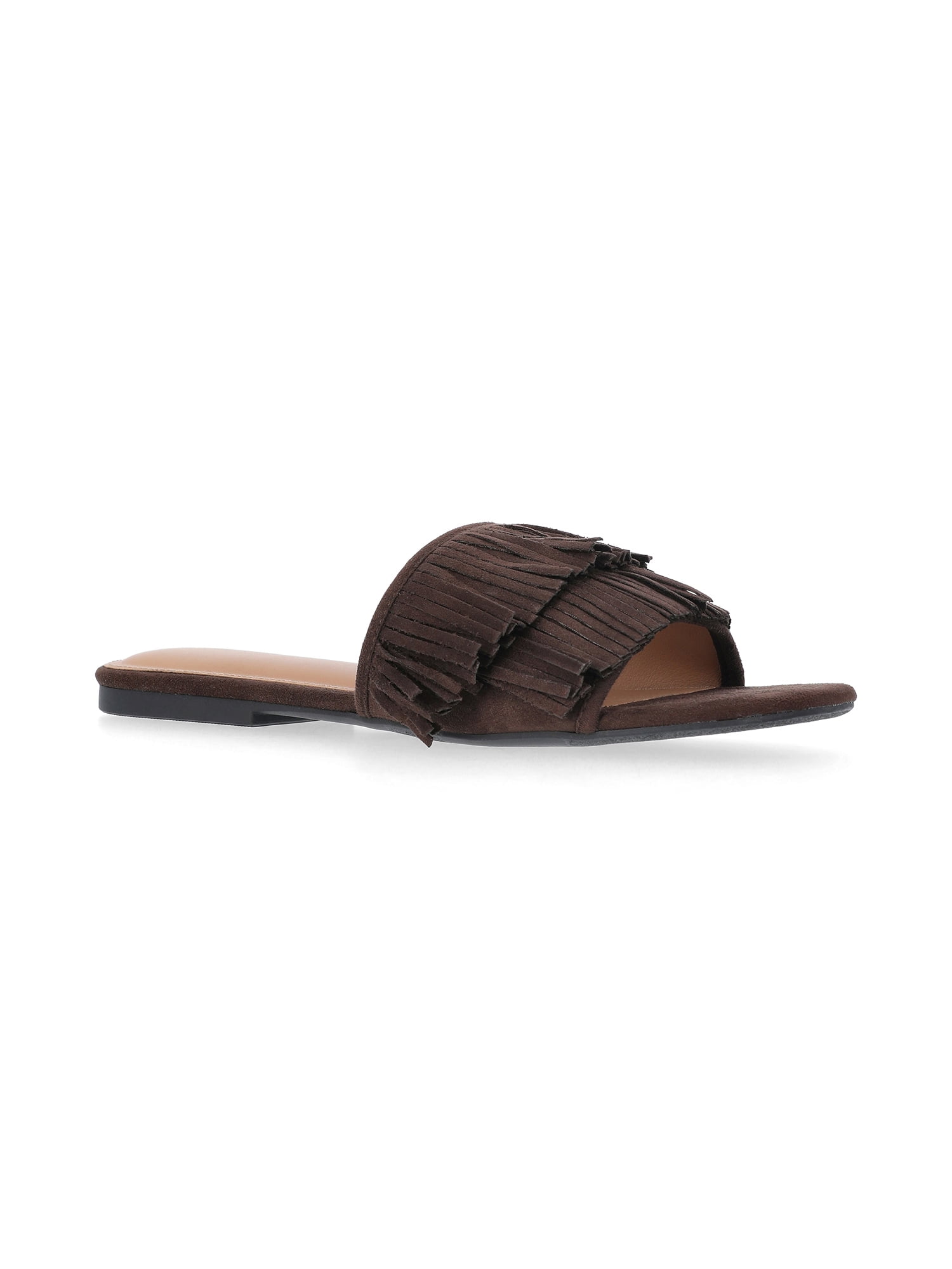 Time and Tru Women's Fringe Slide Sandals - Walmart.com