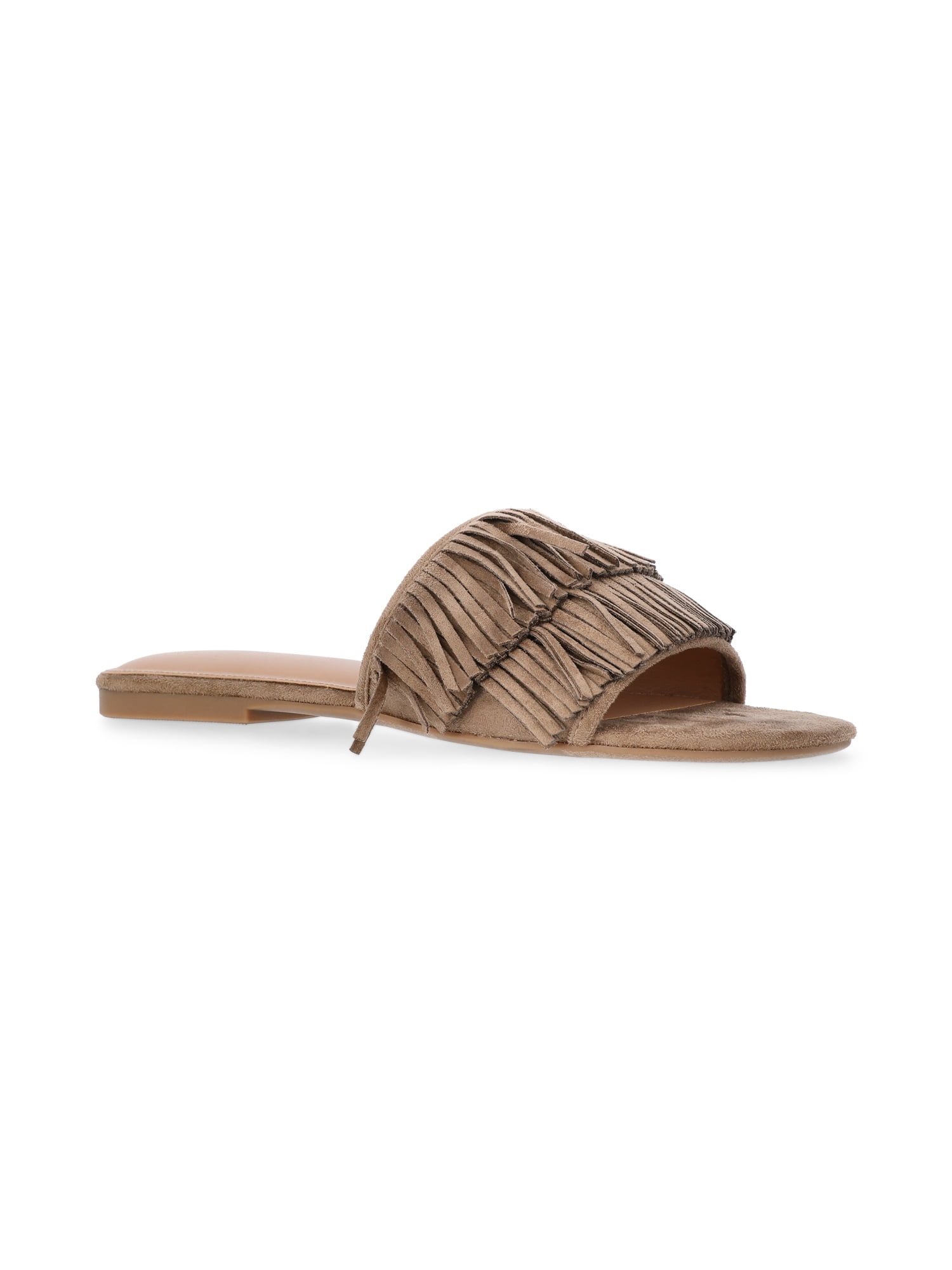 Time and Tru Women's Fringe Slide Sandals - Walmart.com